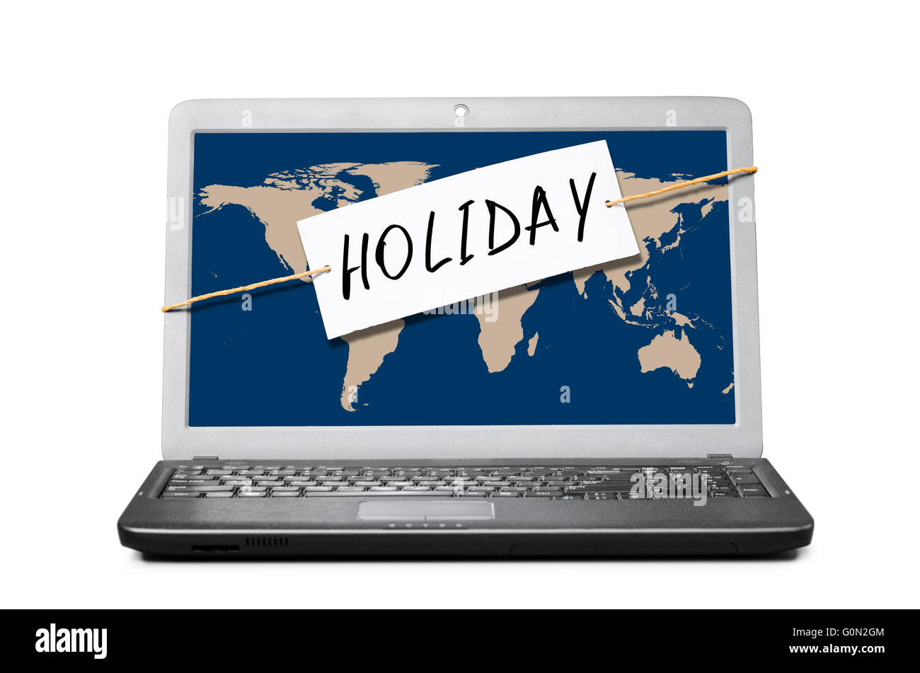 laptop with holiday note Stock Photo - Alamy