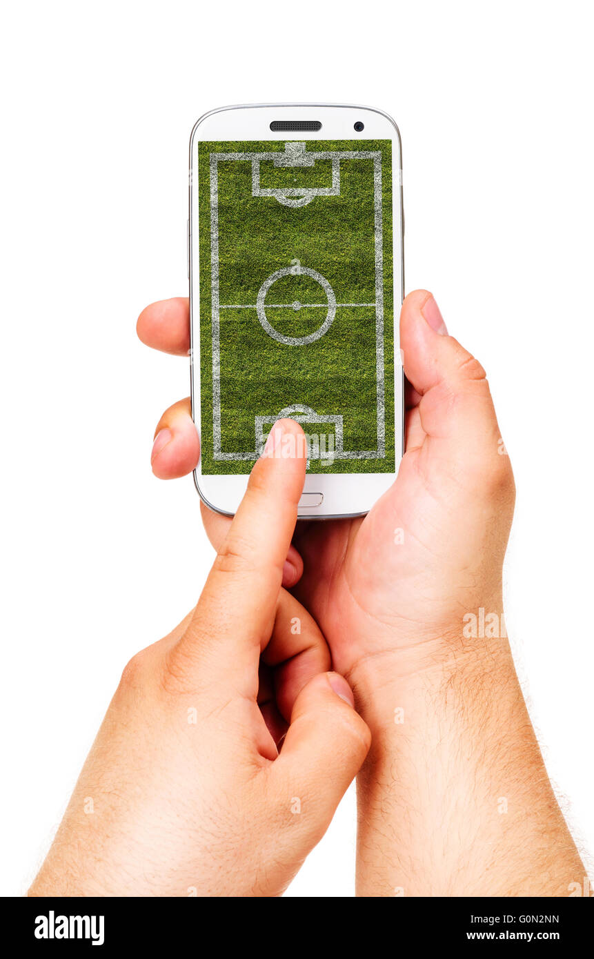 Soccer field phone man hi-res stock photography and images - Alamy