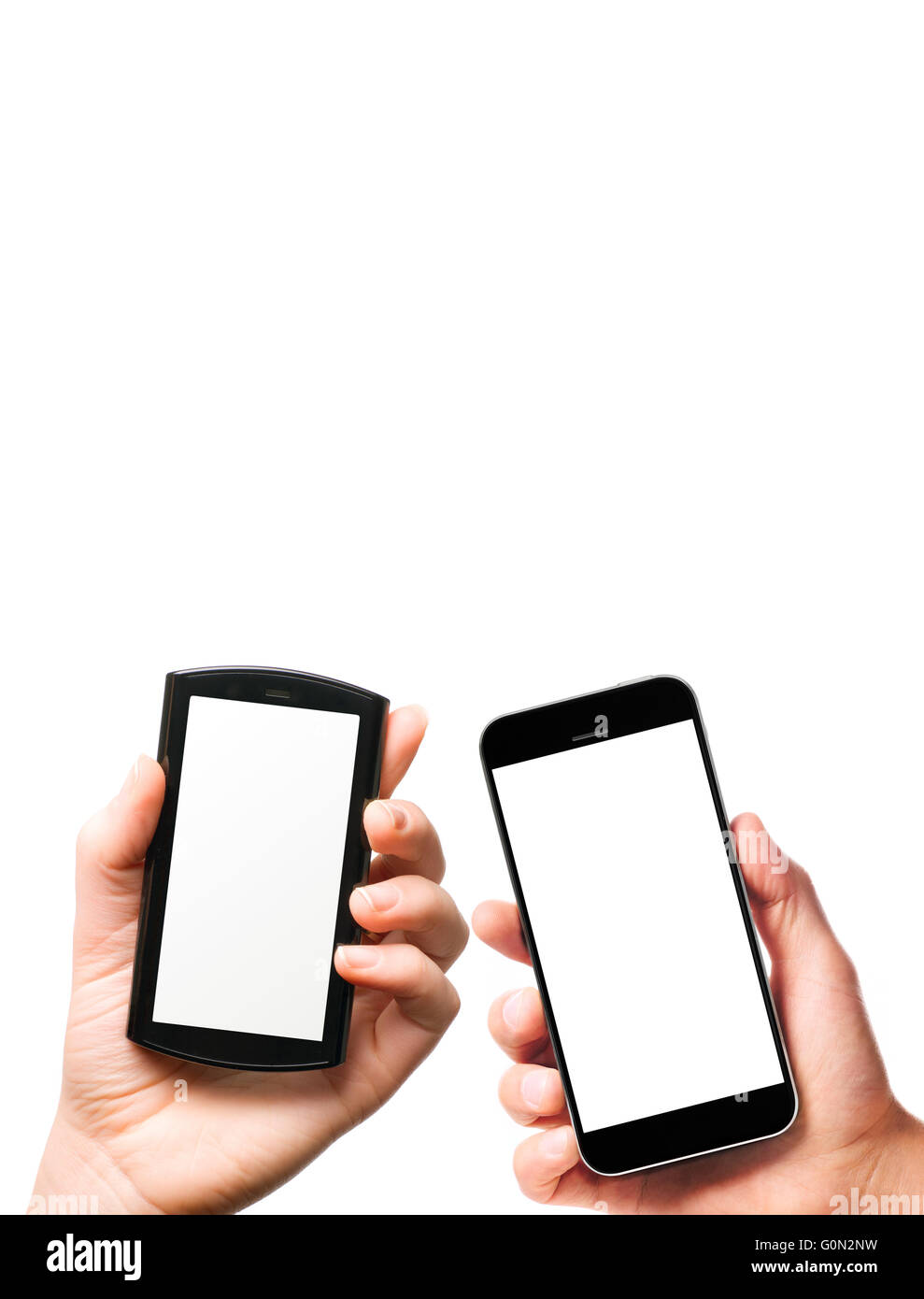 Two hands holding smartphones hi-res stock photography and images - Alamy