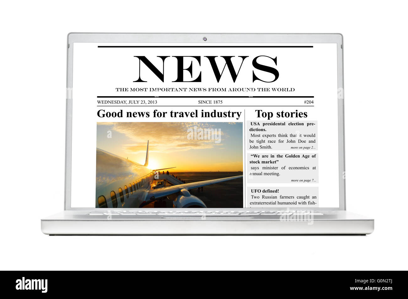 Laptop newspaper black background hi-res stock photography and images ...