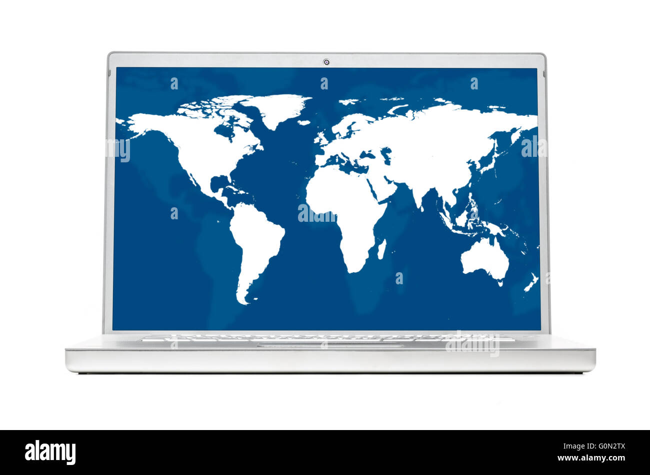 Laptop world map Cut Out Stock Images & Pictures - Alamy