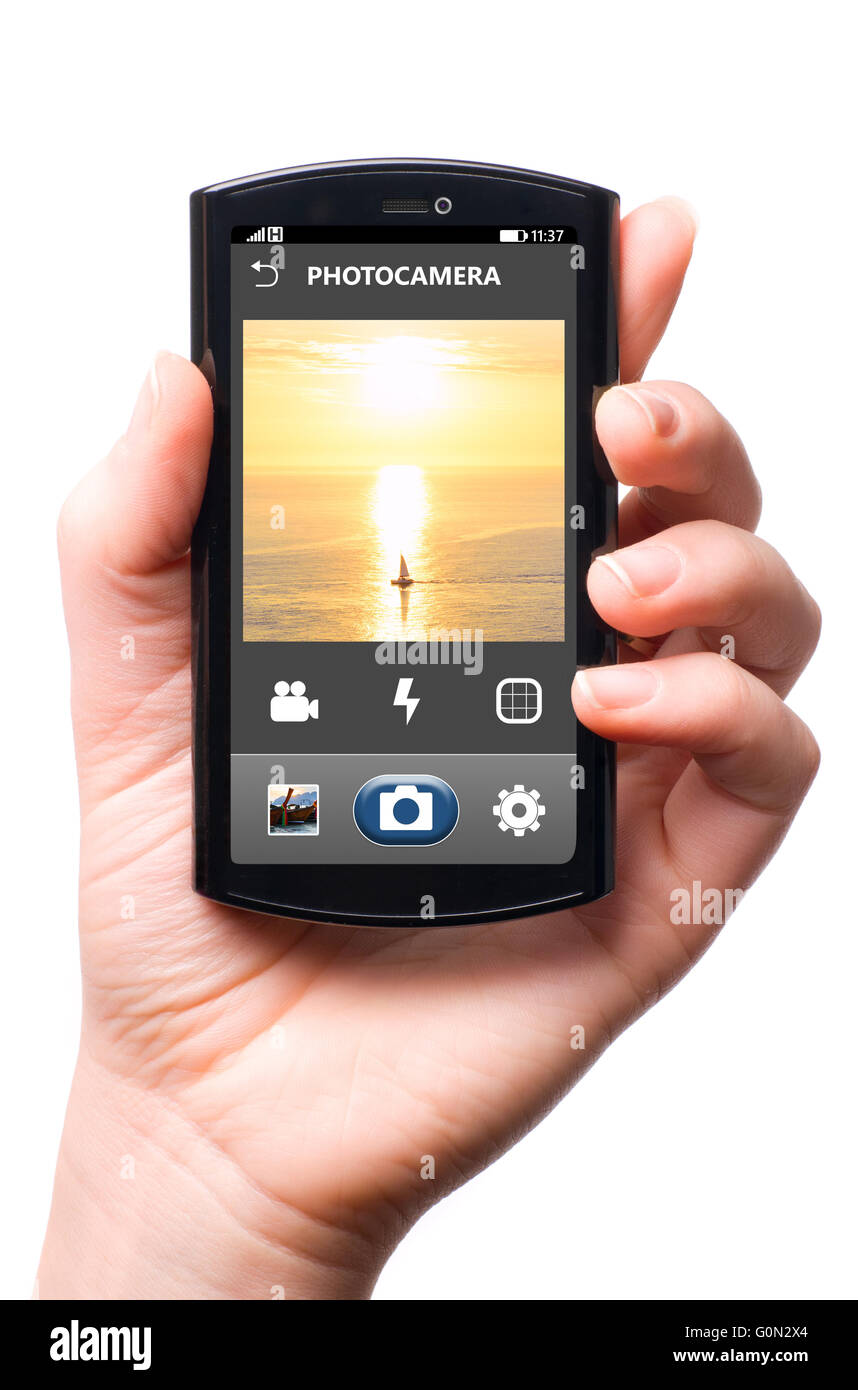 Hand holding phone cut out Cut Out Stock Images & Pictures - Alamy