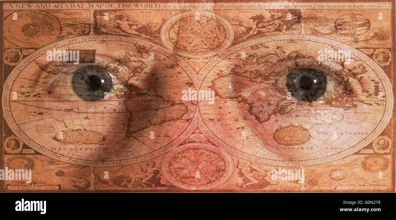 World map with eyes hi-res stock photography and images - Alamy