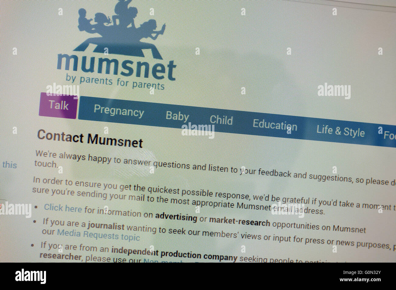 Mumsnet screen grab hi-res stock photography and images - Alamy