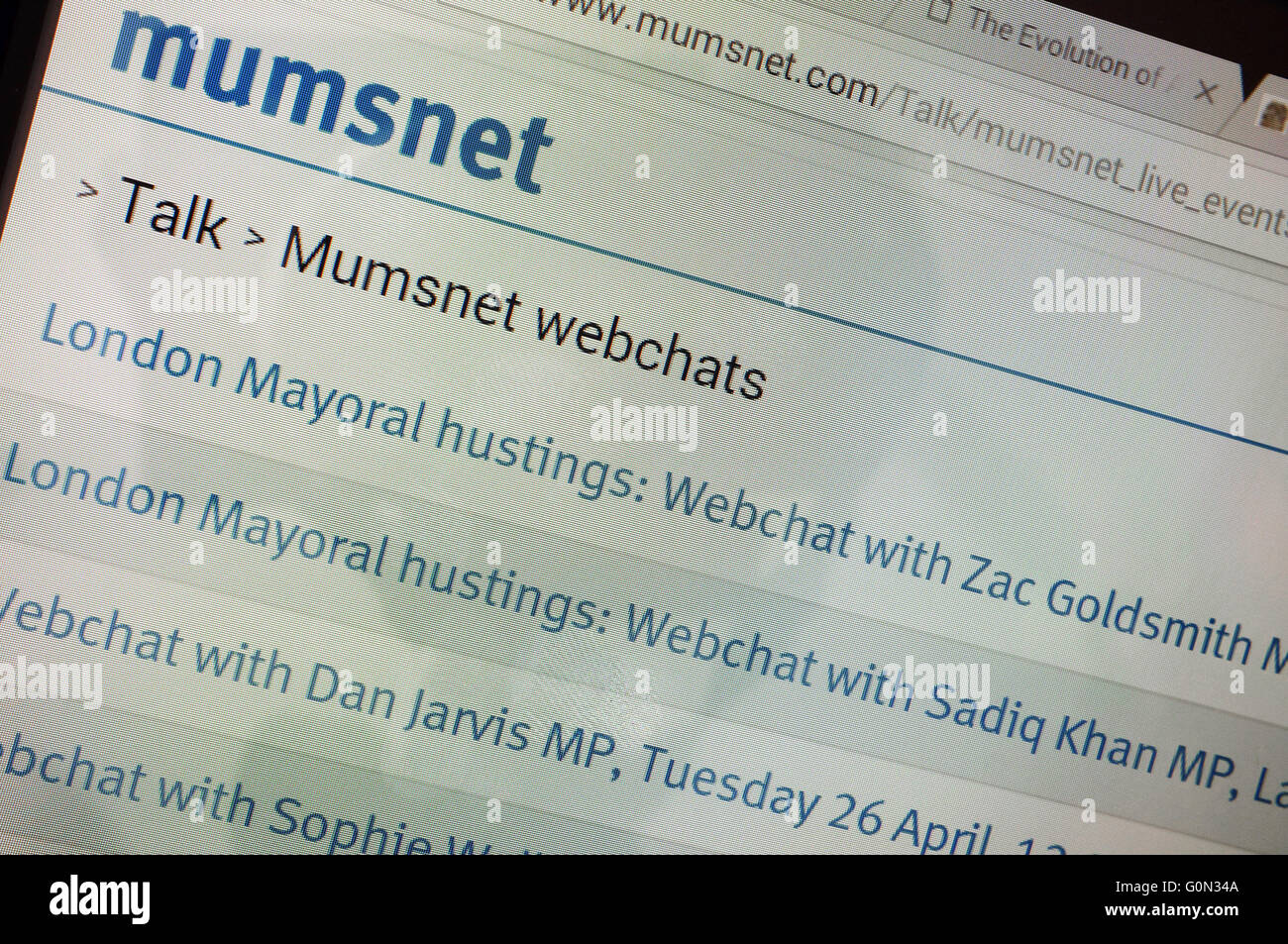 Mumsnet webchats with 2016 London Mayor candidates displayed on the ...