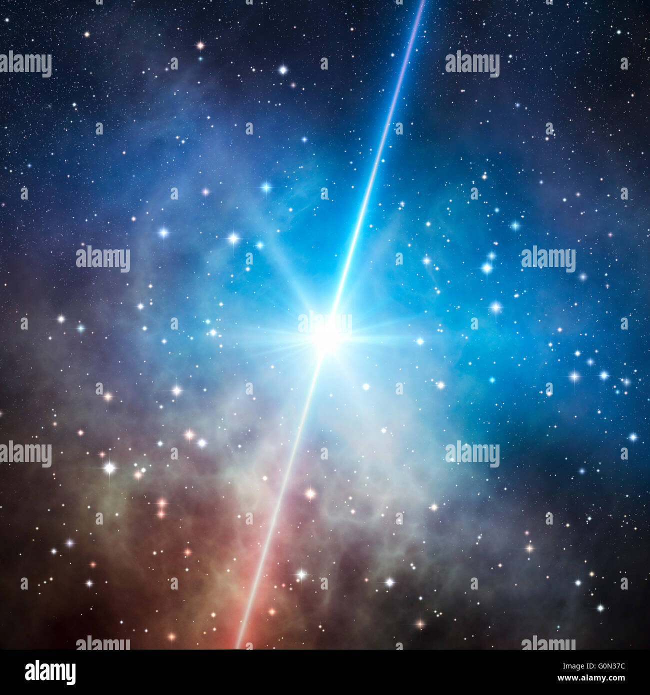 The galaxy system with a bright optical centre 3d rendering Stock Photo ...