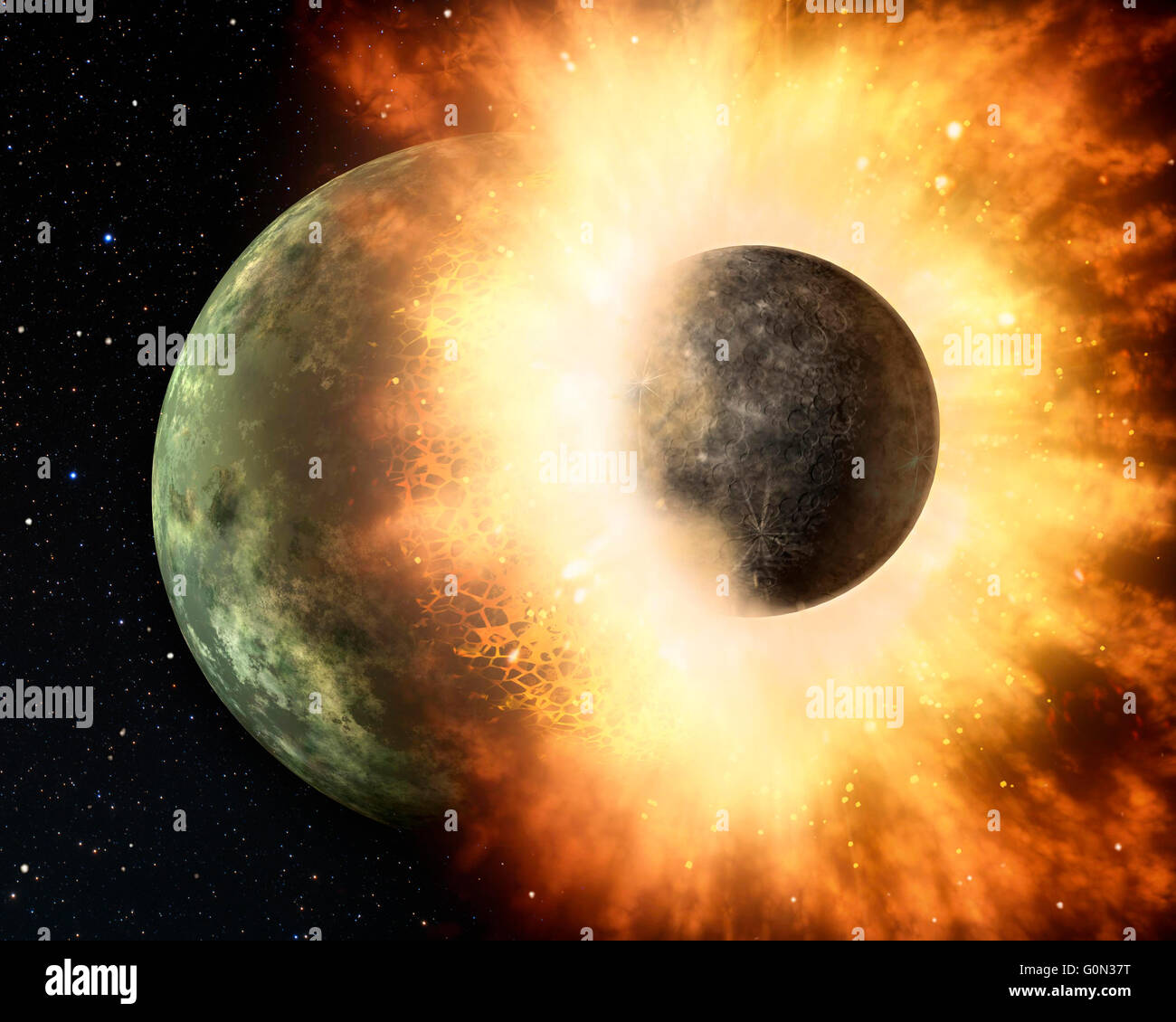 Abstract illustration of a meteor impact 3d rendering Stock Photo - Alamy