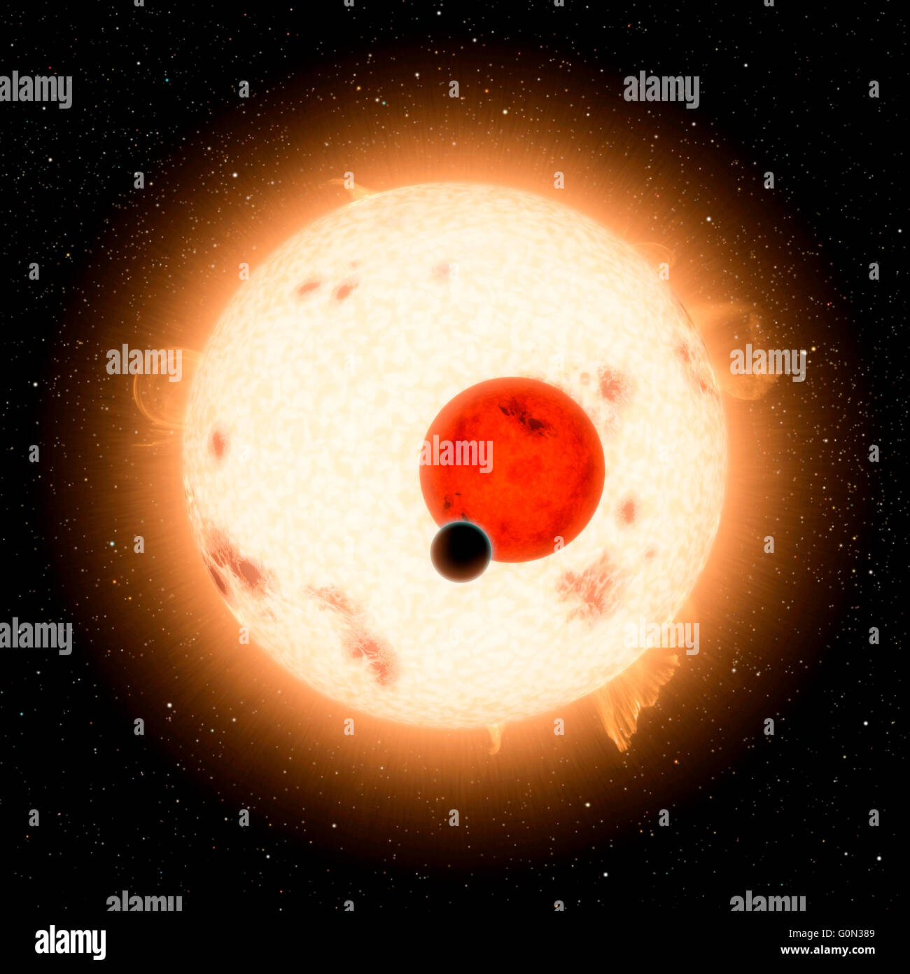 View of sun in outer space in a star field. Elements of this image ...