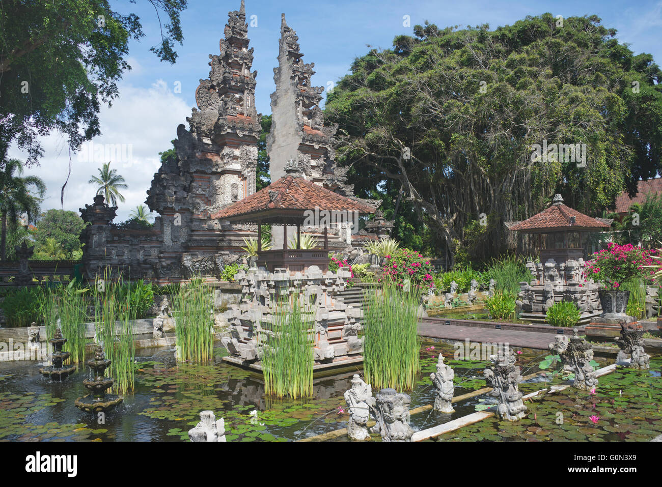 Water garden and split gate Nusa Dua Hotel Bali Indonesia Stock Photo ...