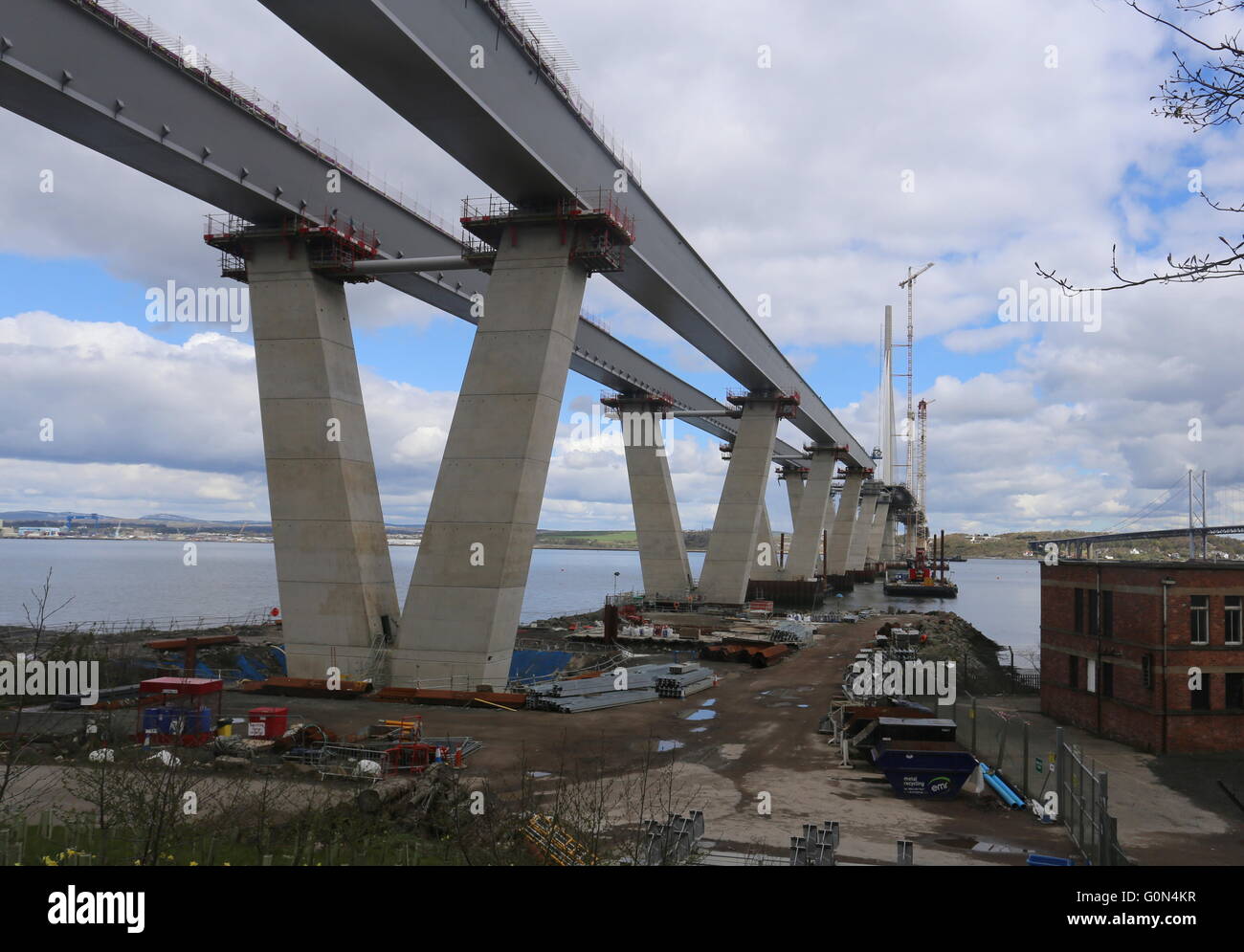 Underneath southern approach Queensferry Crossing during construction ...