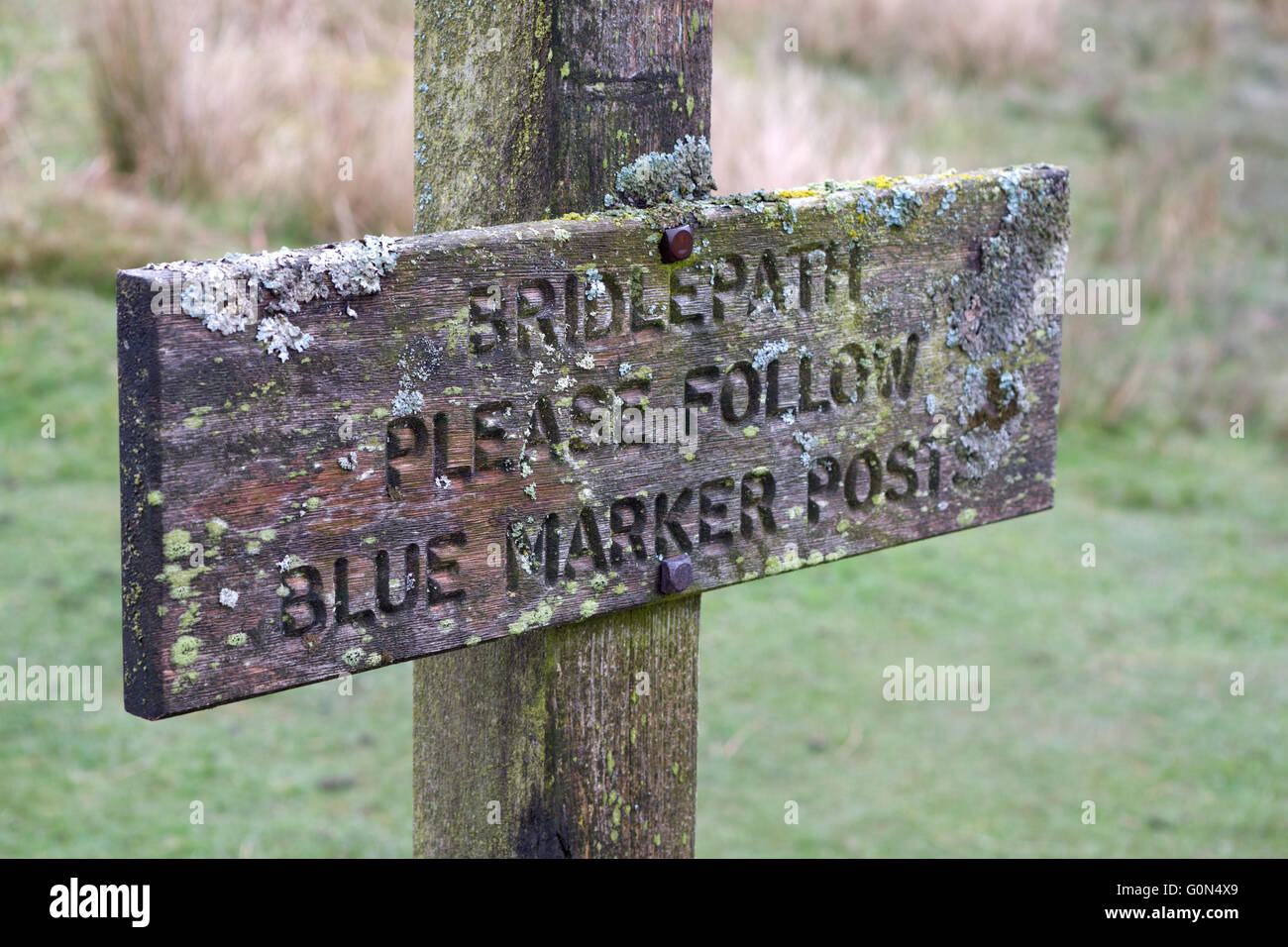 Old wood sign path marker Stock Photo - Alamy