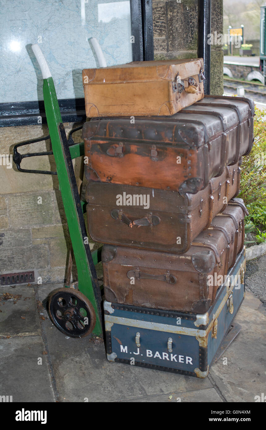 Old Luggage on sack barrow Stock Photo - Alamy