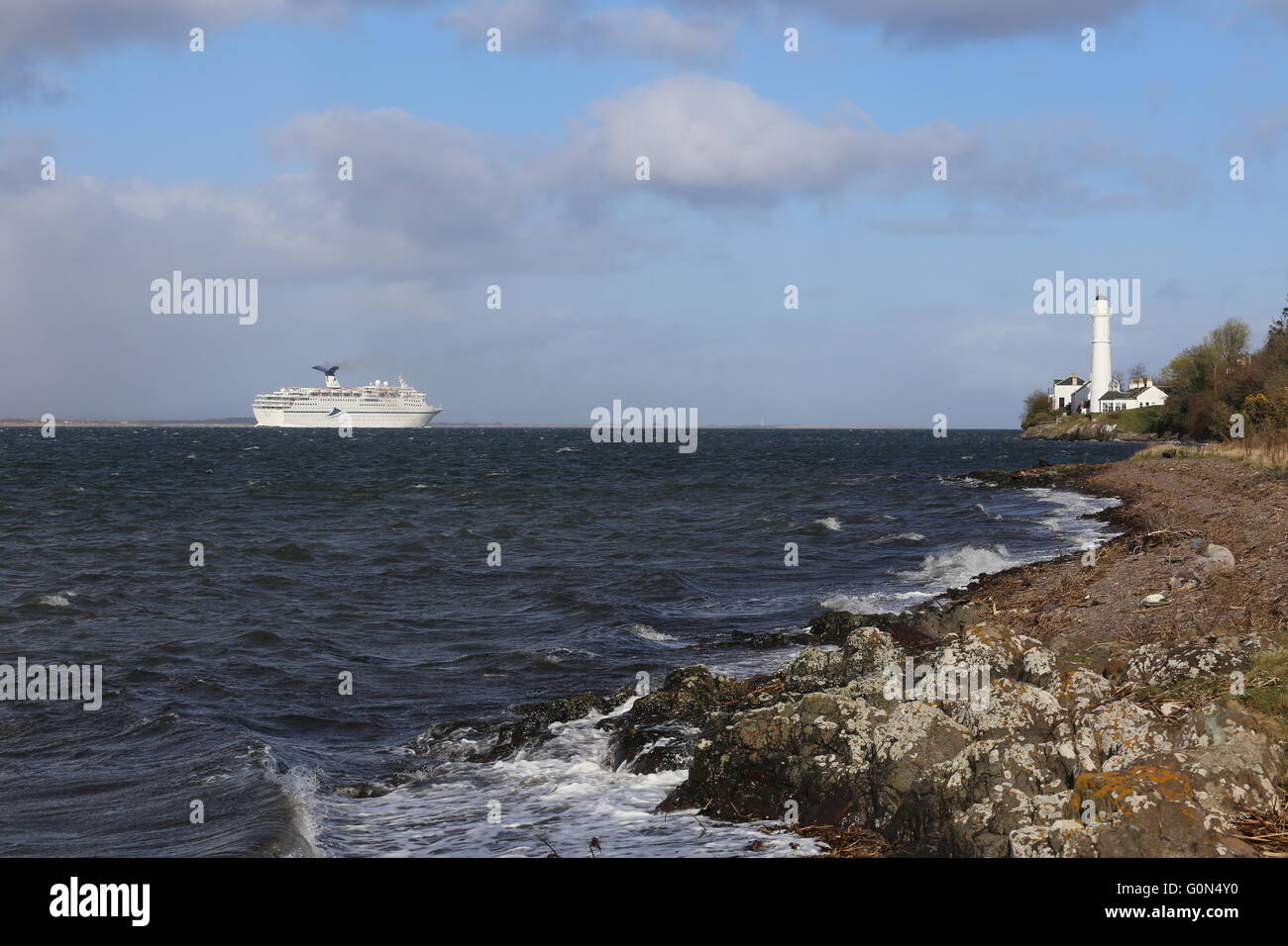 CMV cruise ship Magellan Tayport High Light lighthouse Fife Scotland ...