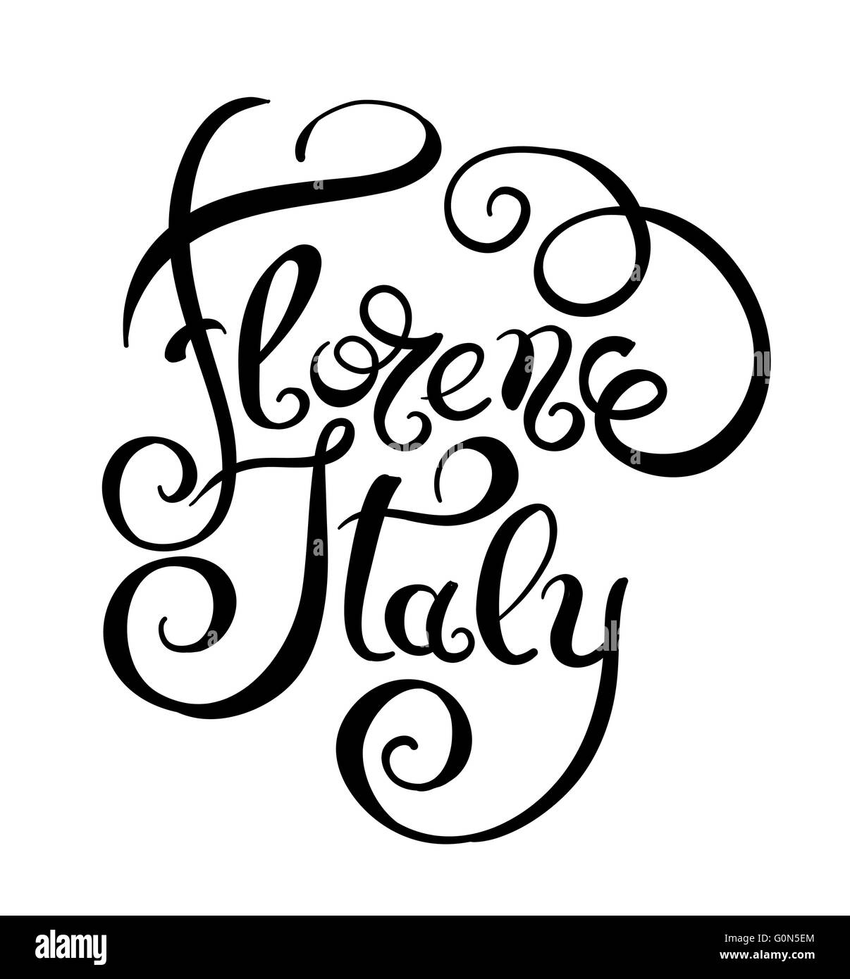 black and white hand writing Florence Italy inscription, vector Stock ...