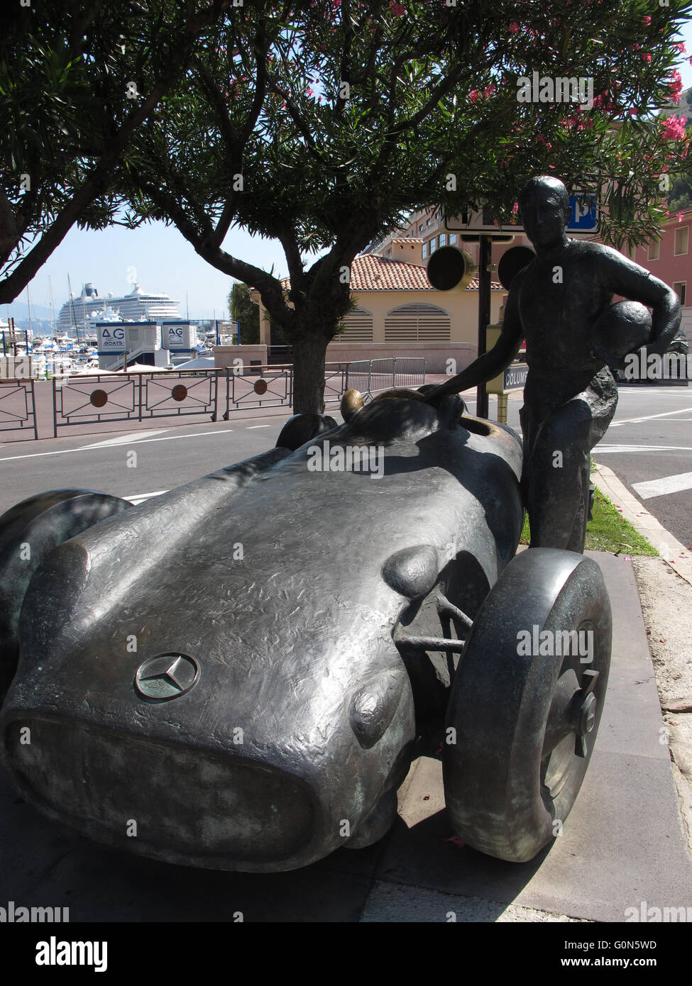Monte Carlo, Monaco. Statue of race car driver from Rally Monte Carlo ...