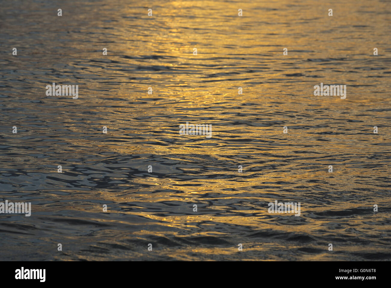 High angle view of calm ocean water surface at dusk, beautiful sea on ...