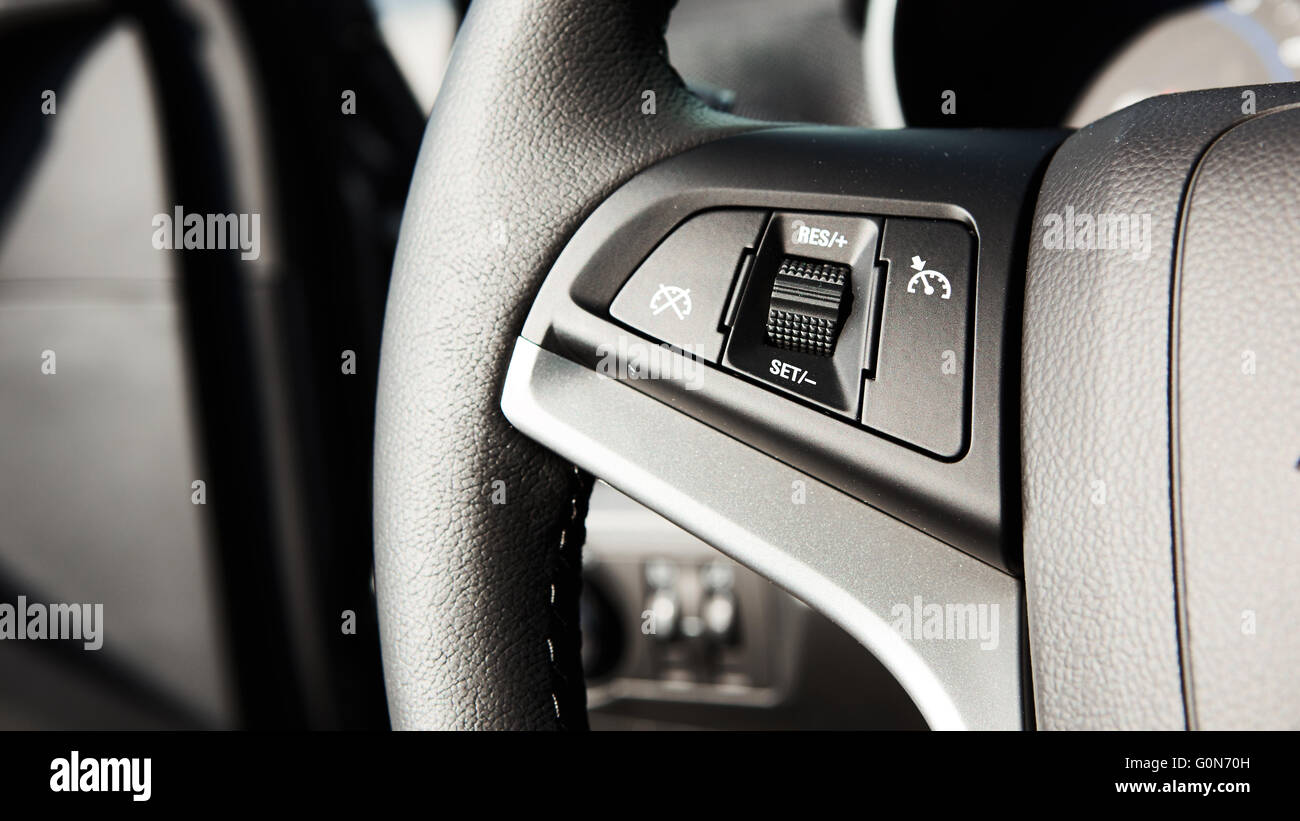 Control buttons on the steering wheel Stock Photo - Alamy