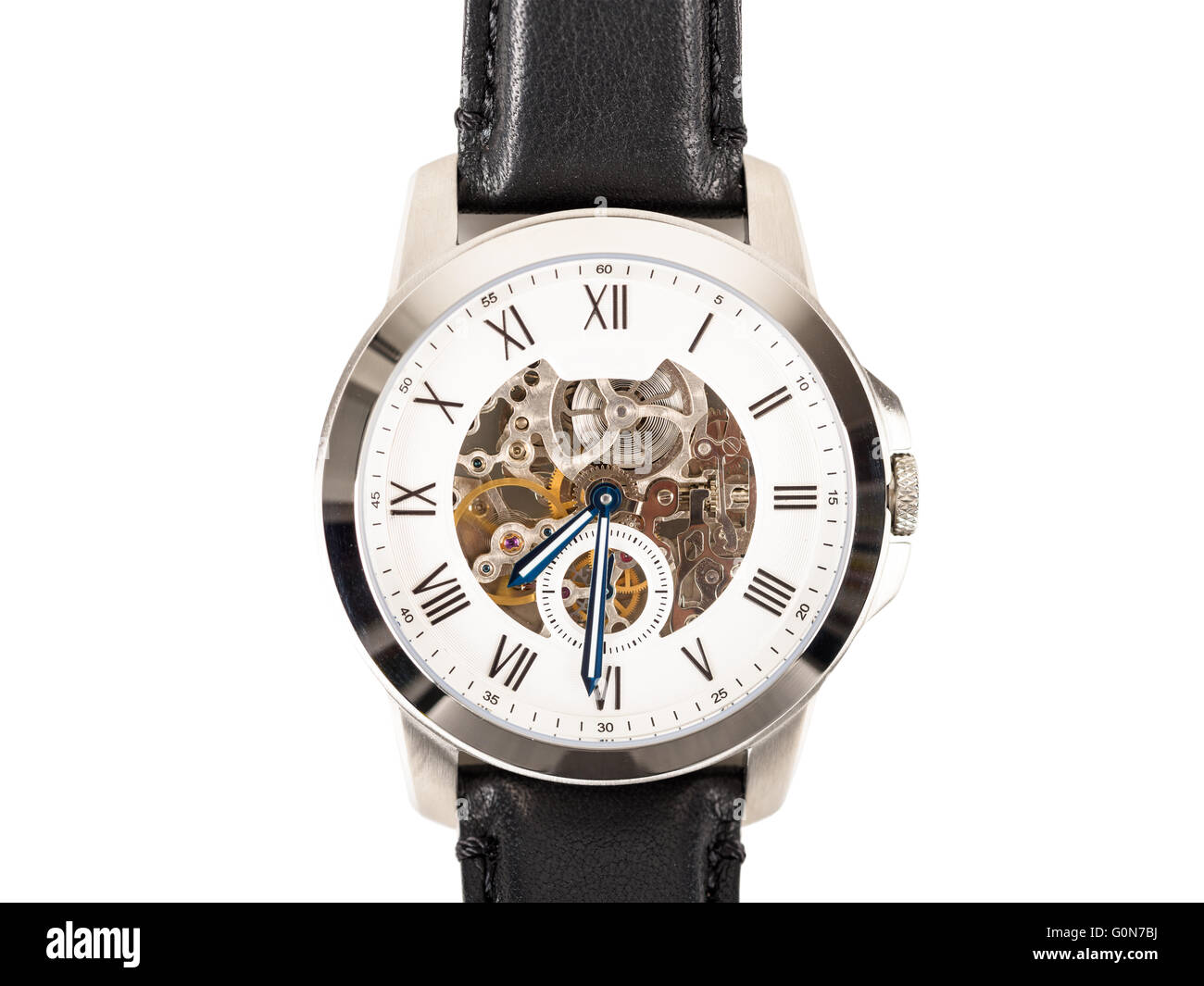 Automatic Men Watch With Visible Mechanism Isolated On White Stock ...