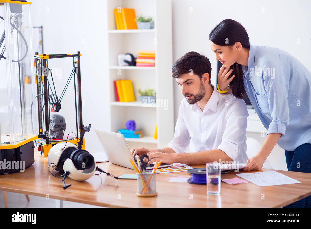 Cheerful engineer working laptop hi-res stock photography and images ...