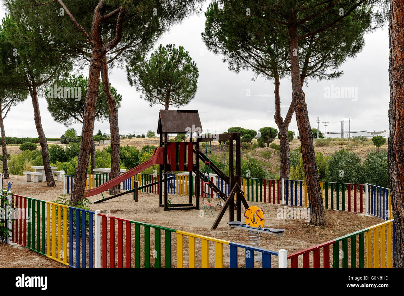 Public park with playground in Arevalo, Avila, Castilla y Leon, Spain ...
