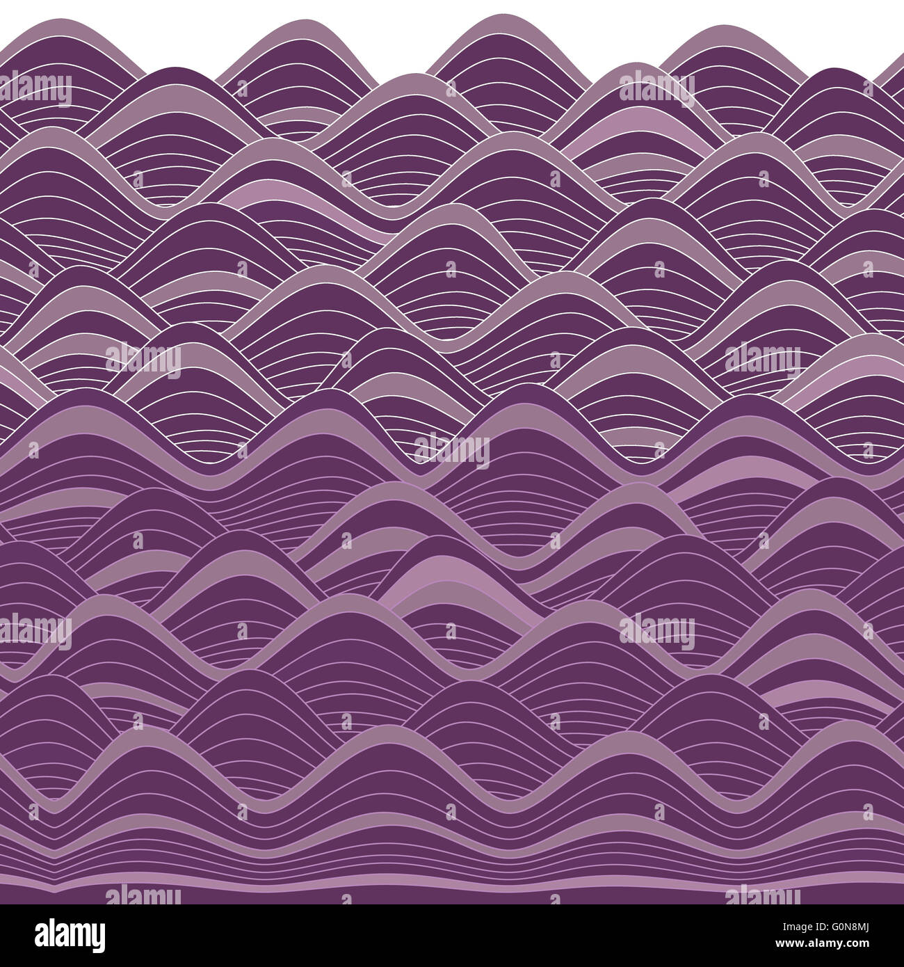 repetable graphic waves border in black and white, randomly colored ...