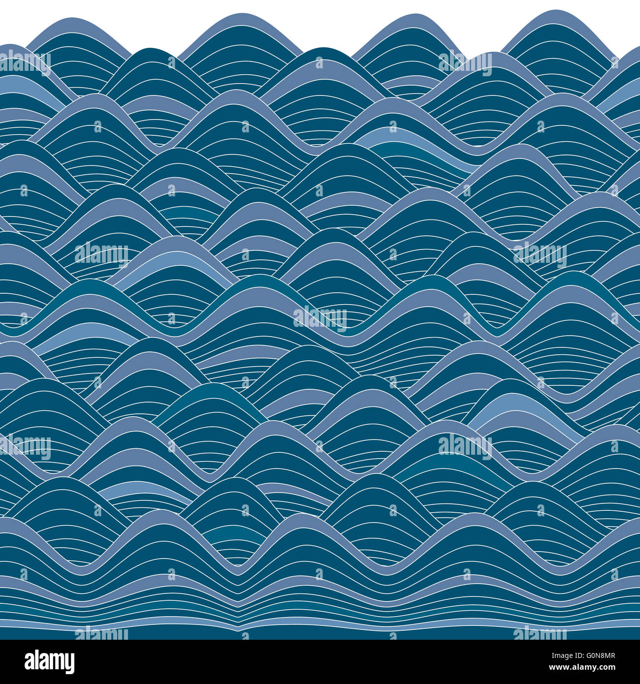 repetable graphic waves border in black and white, partially randomly ...