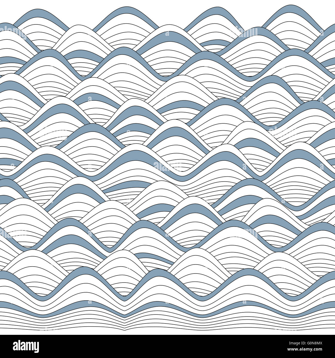 repetable graphic waves border in black and white, partially randomly ...