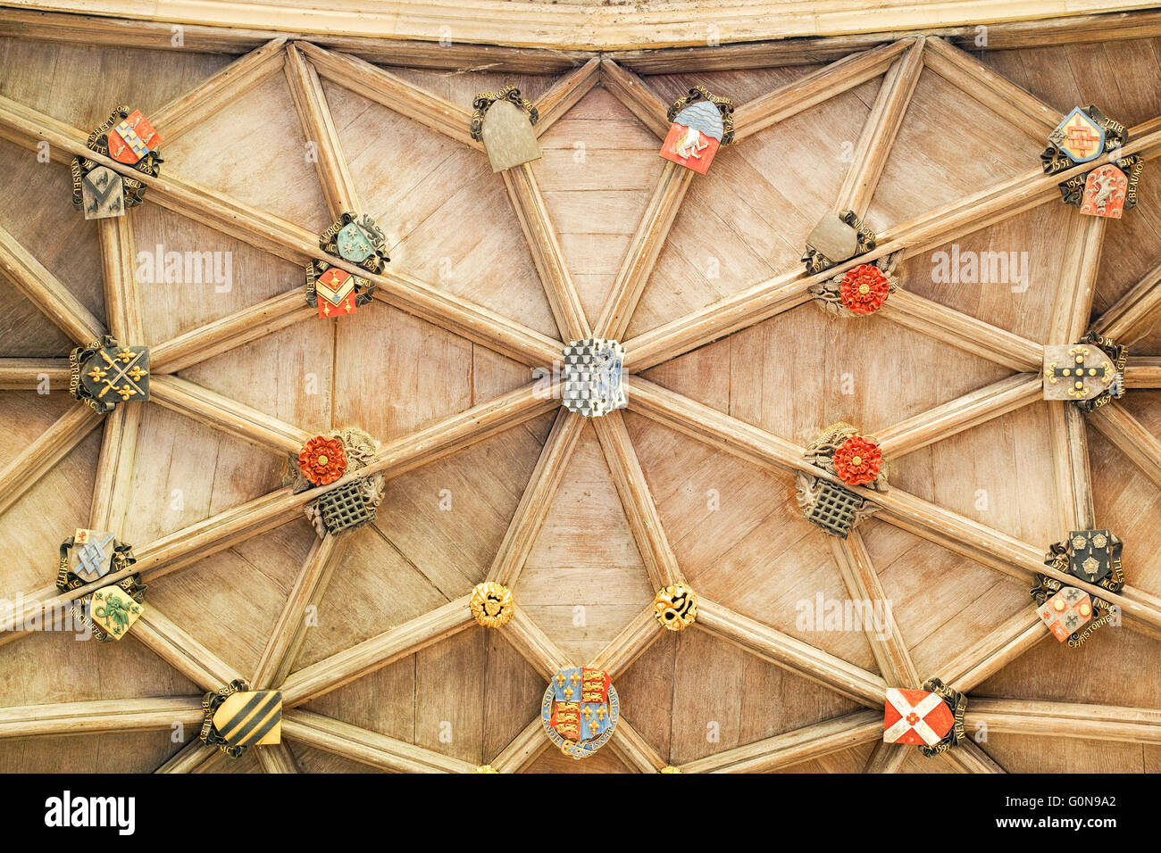 Wooden ceiling in the entrance porch of Trinity college (university of ...
