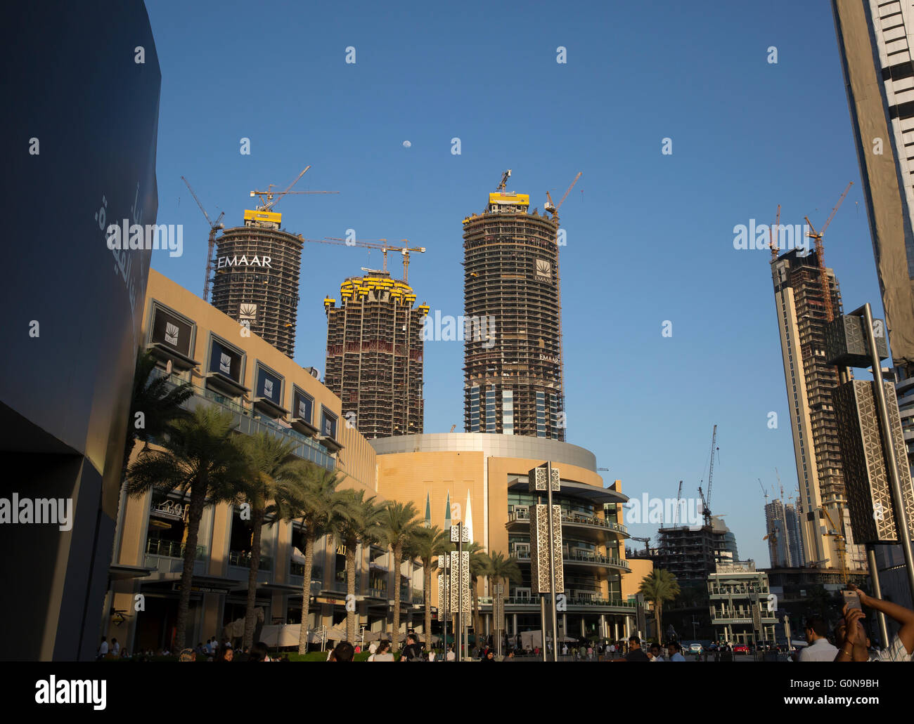 New high rise buildings under construction near Dubai Mall in Dubai UAE ...