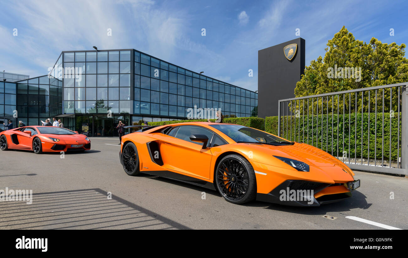 Lamborghini parade in front of the Lamborghini factory in Sant'Agata ...