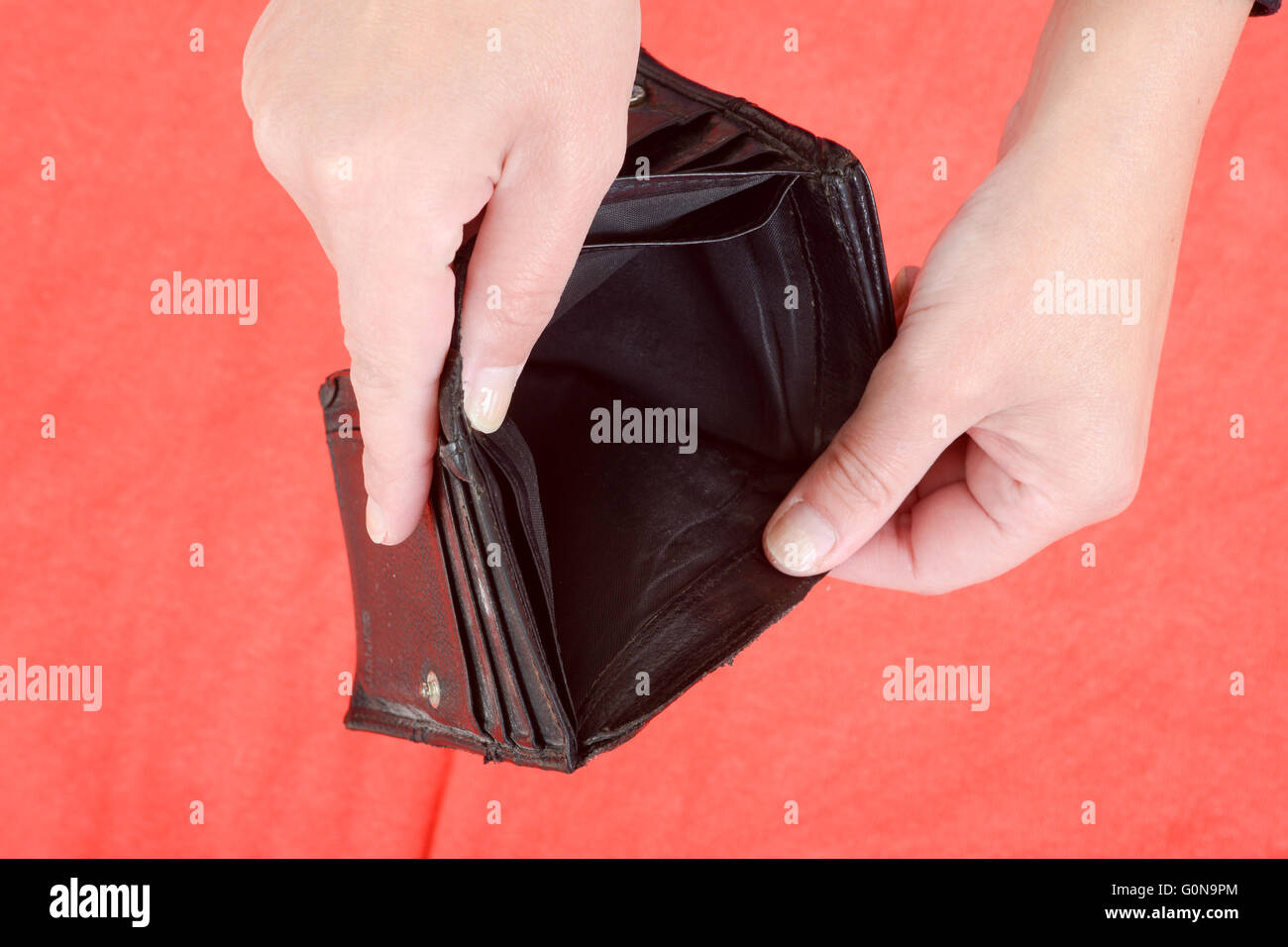 Hands holding an empty wallet Stock Photo - Alamy