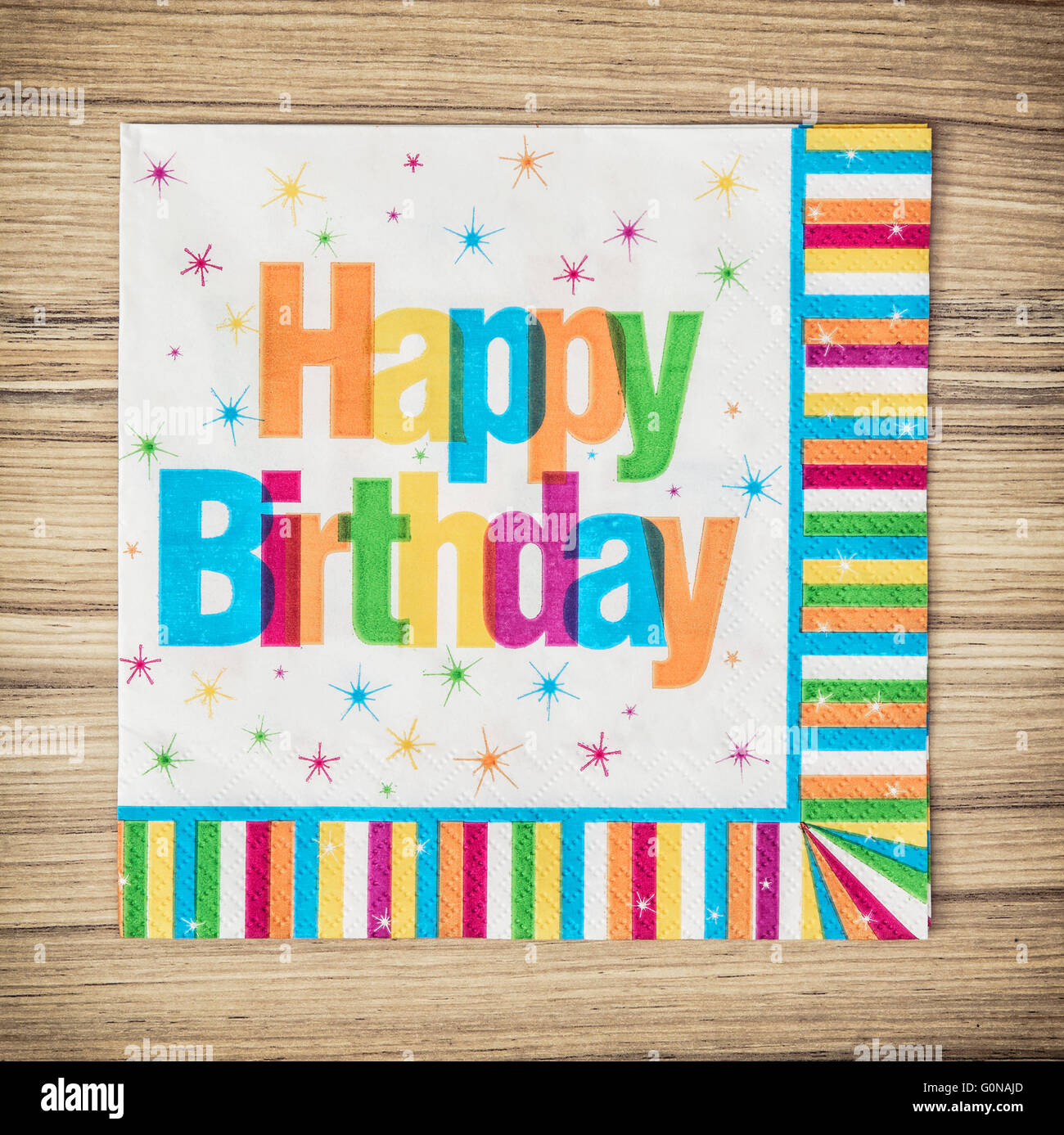 Party napkin with the title happy birthday. Celebration theme. Birthday ...