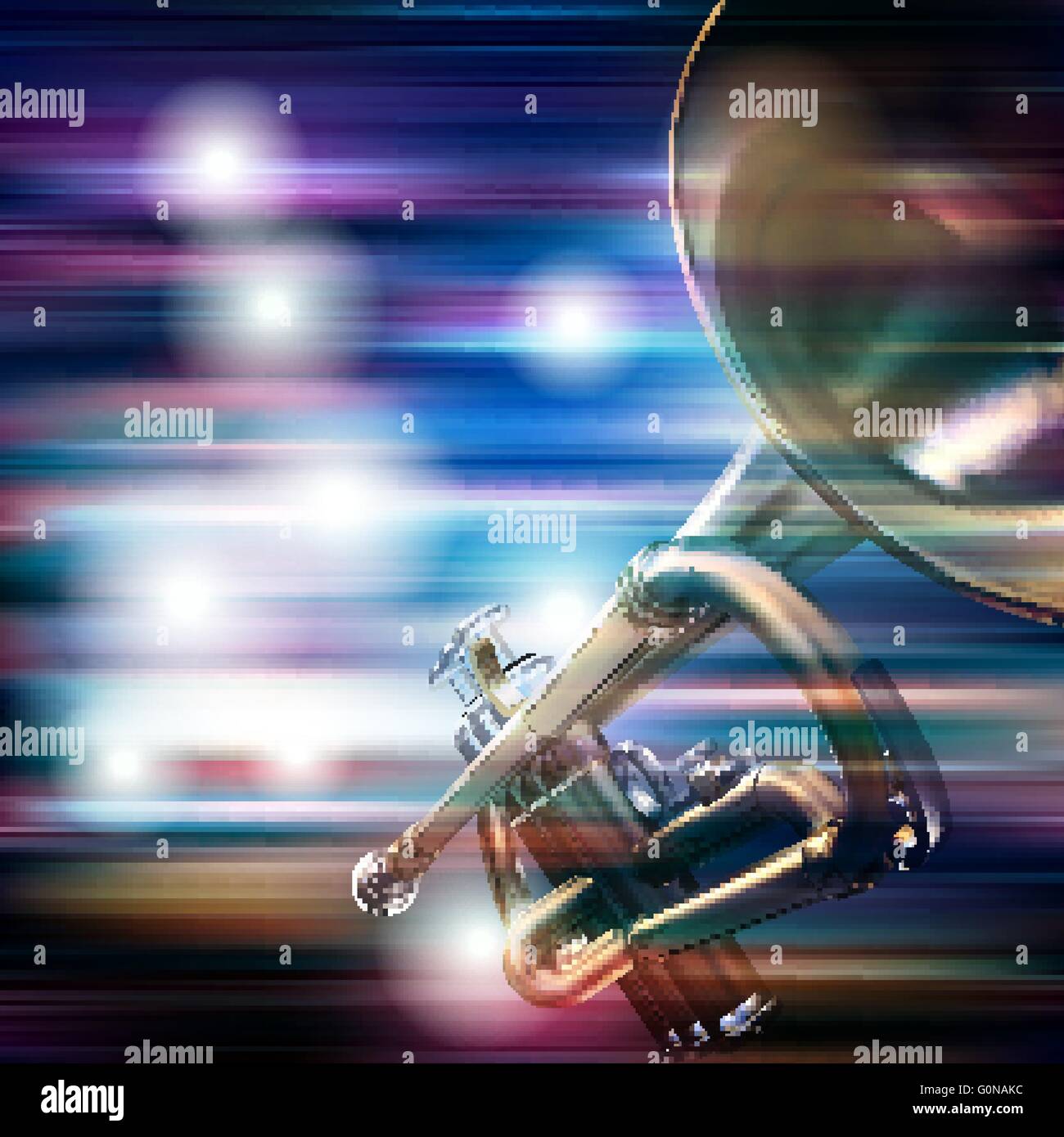 abstract blue white music background with trumpet Stock Vector Image ...