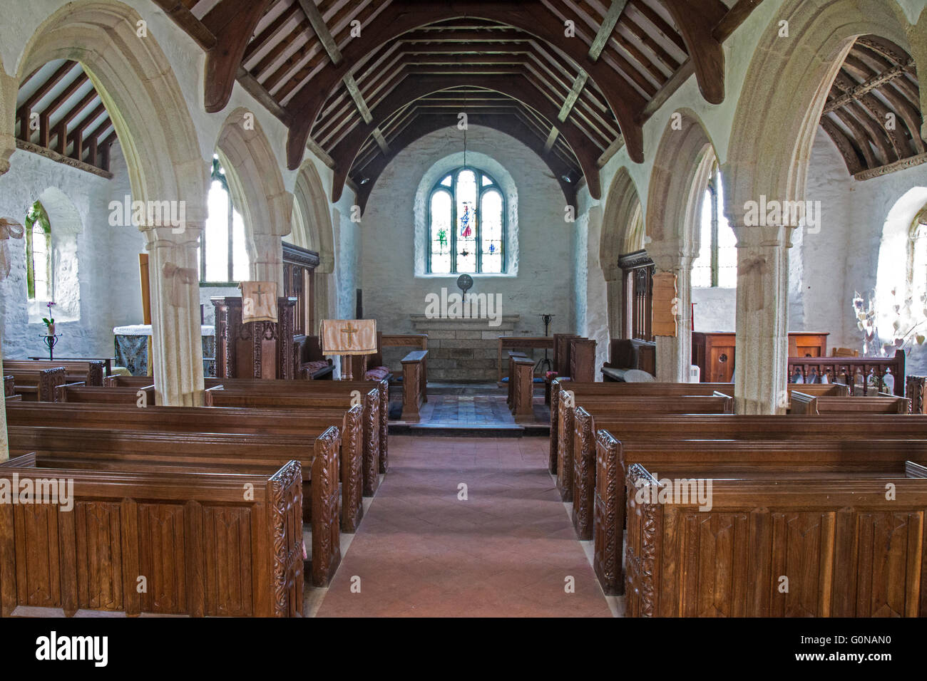 Interior of the church of St. Winwaloe, in the parish of Gunwalloe ...