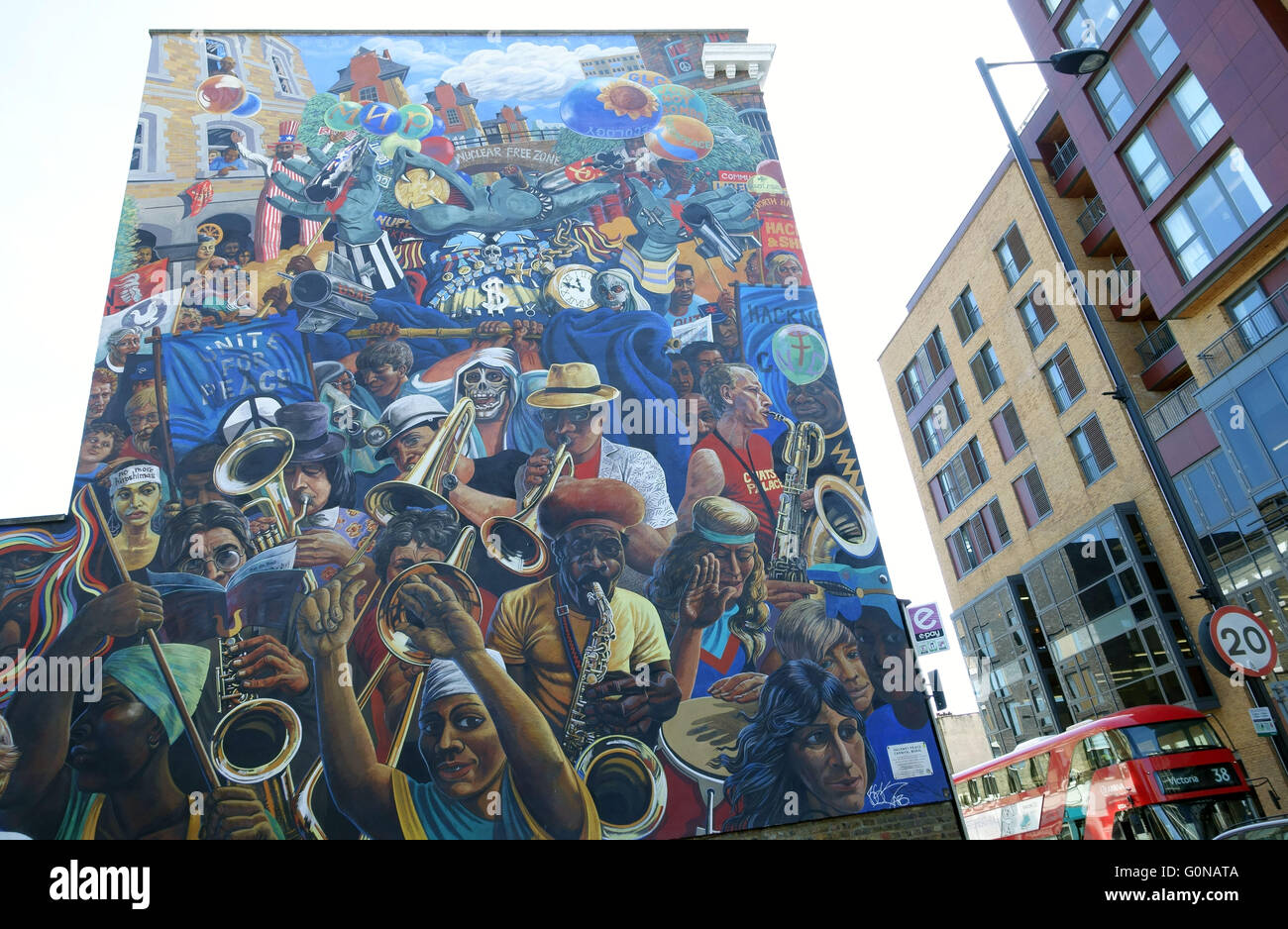 Gentrification in Dalston, East London - Hackney Peace Mural dates from ...