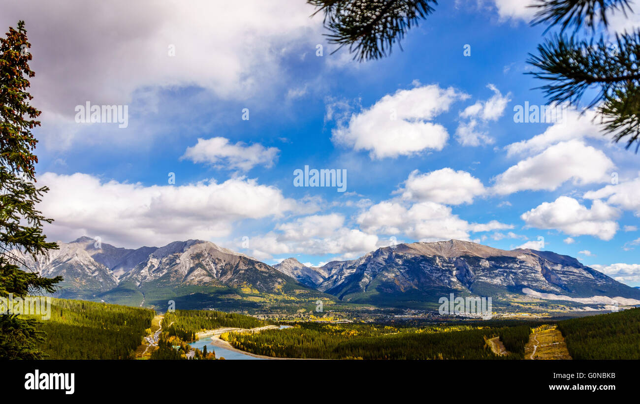The town of Canmore in the world famous Canadian Rockies with Grotto ...