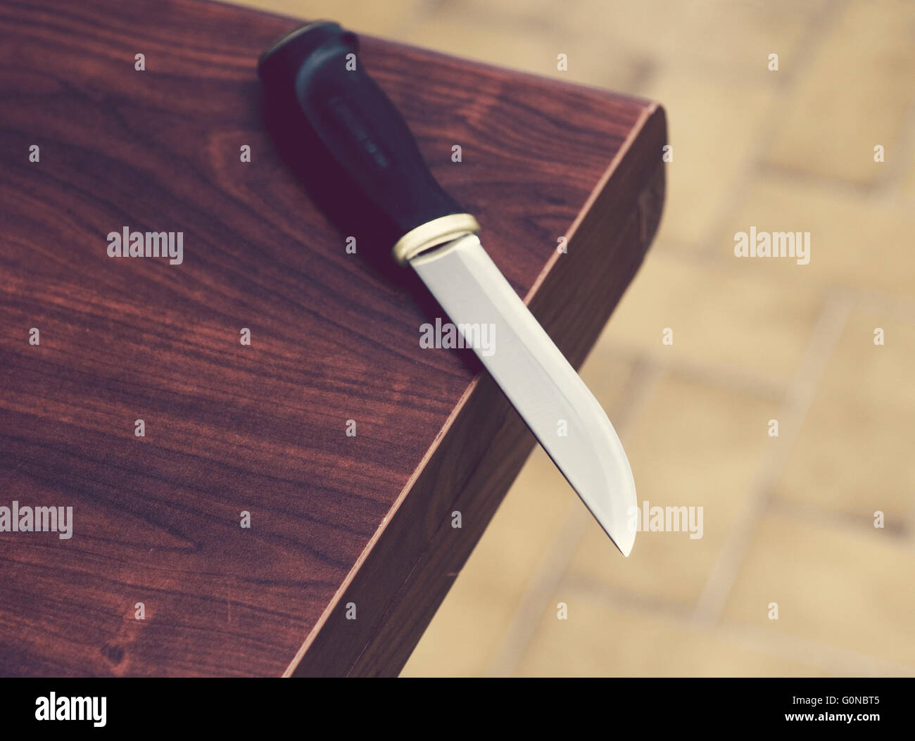 hunting knife on the table Stock Photo - Alamy