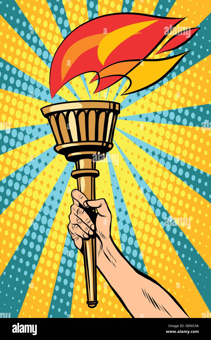 Vector torch with fire in the hand Stock Vector Image & Art - Alamy