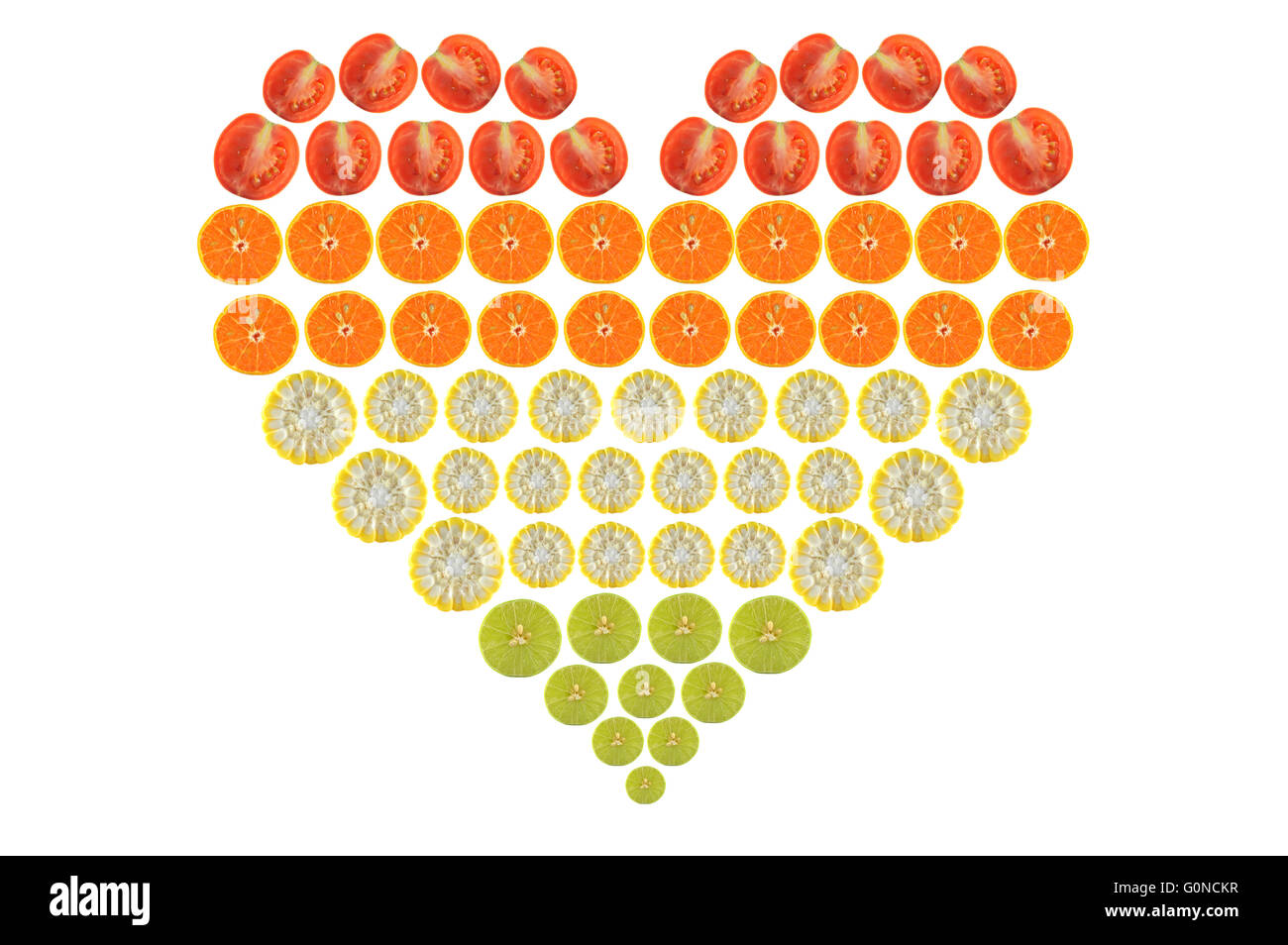 Fruit and vegetable heart shape on white background Stock Photo - Alamy