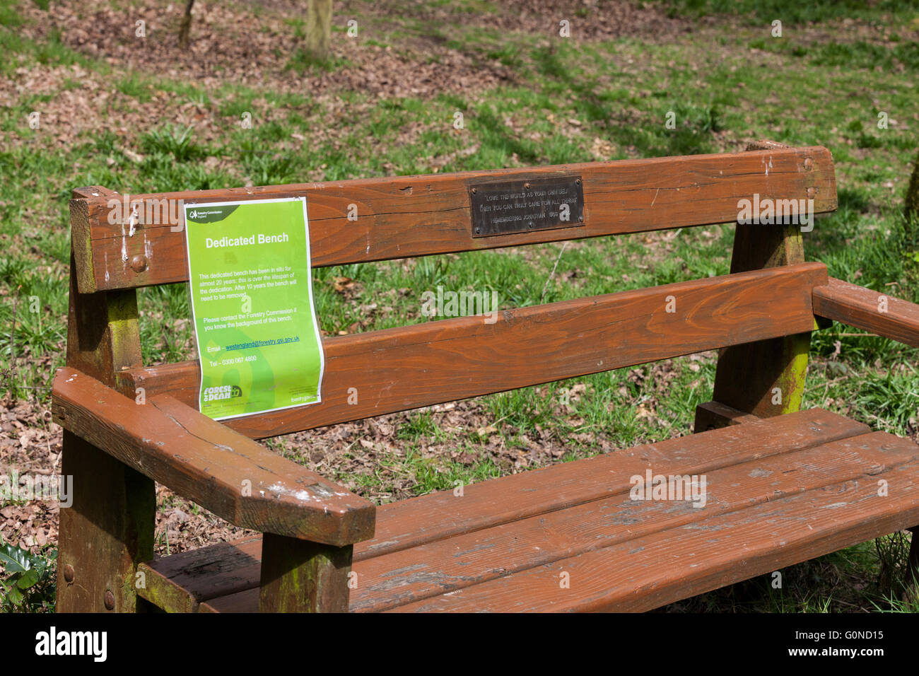 Dedication bench, loved ones remembered. Speech House Woods and ...