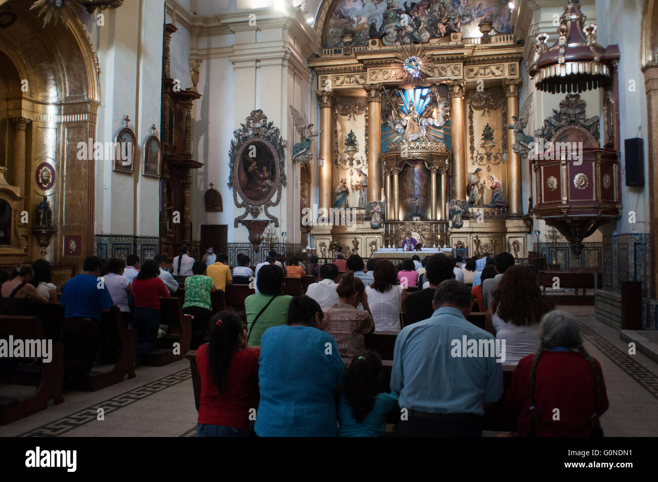 Mass at Cathedral of Lima at Plaza de Armas square, Plaza Mayor, Peru ...