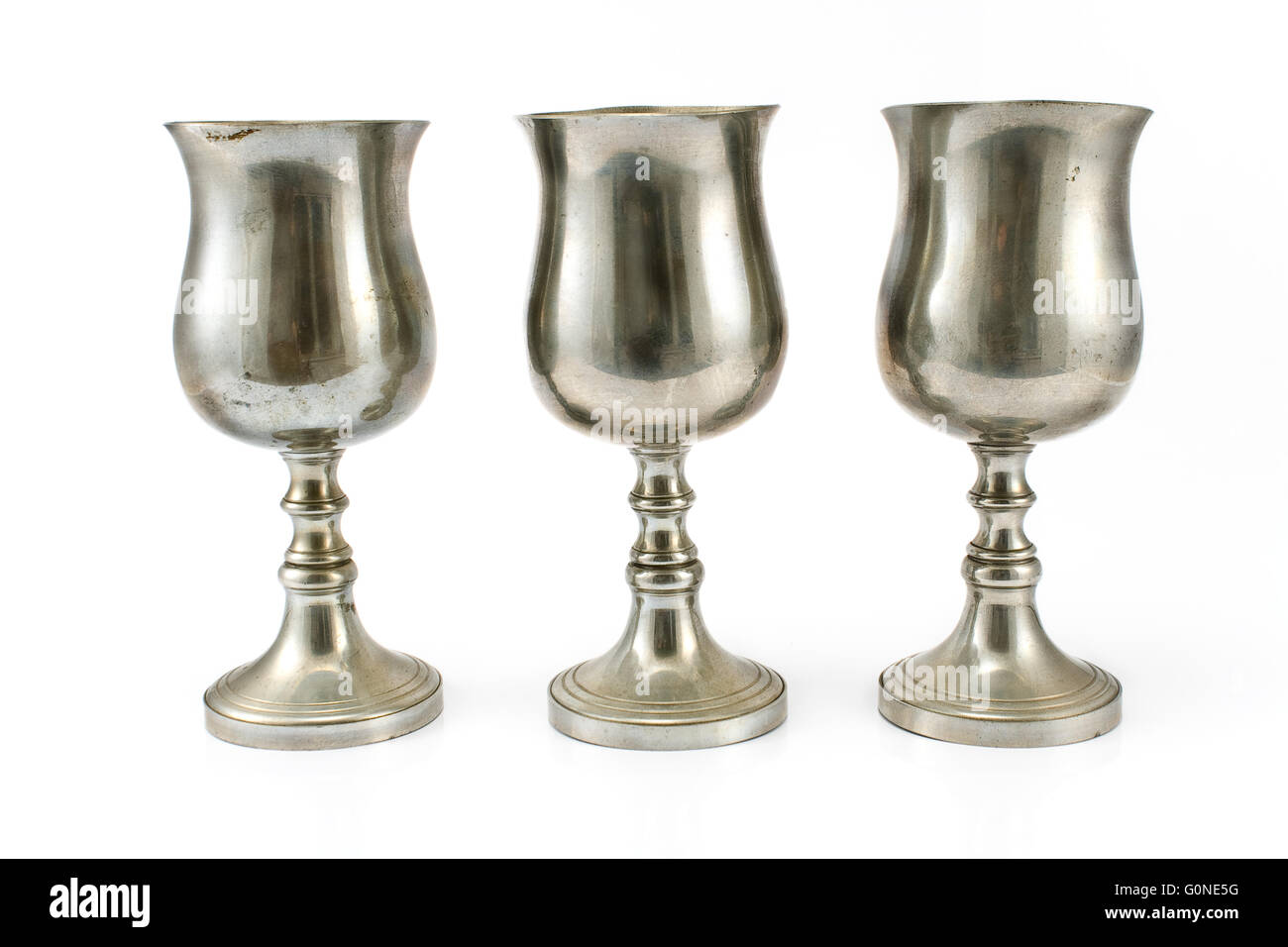 Set vintage silver plated goblets hi-res stock photography and images ...