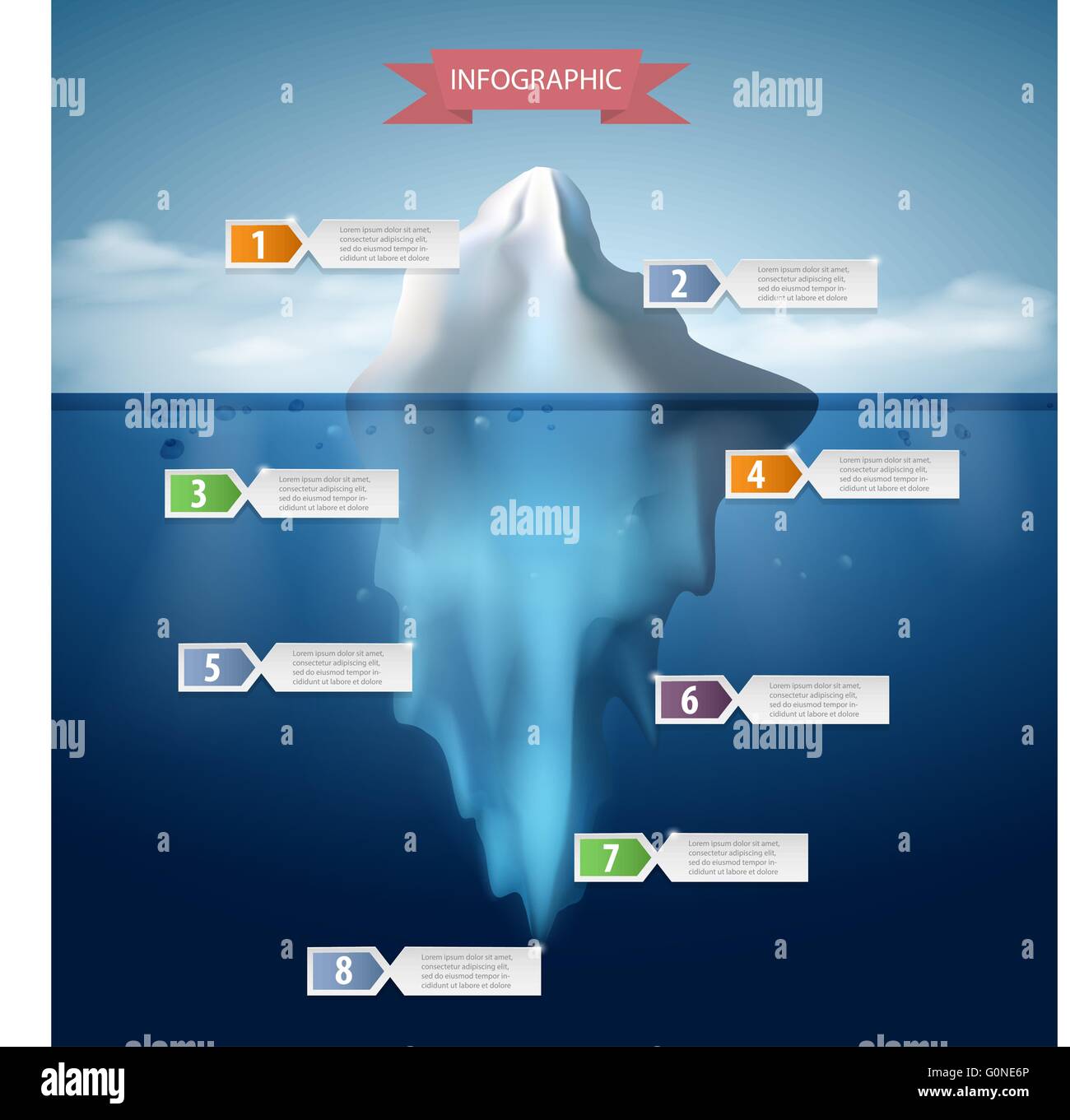 Iceberg infographics. Structure design, ice and water, sea vector Stock ...