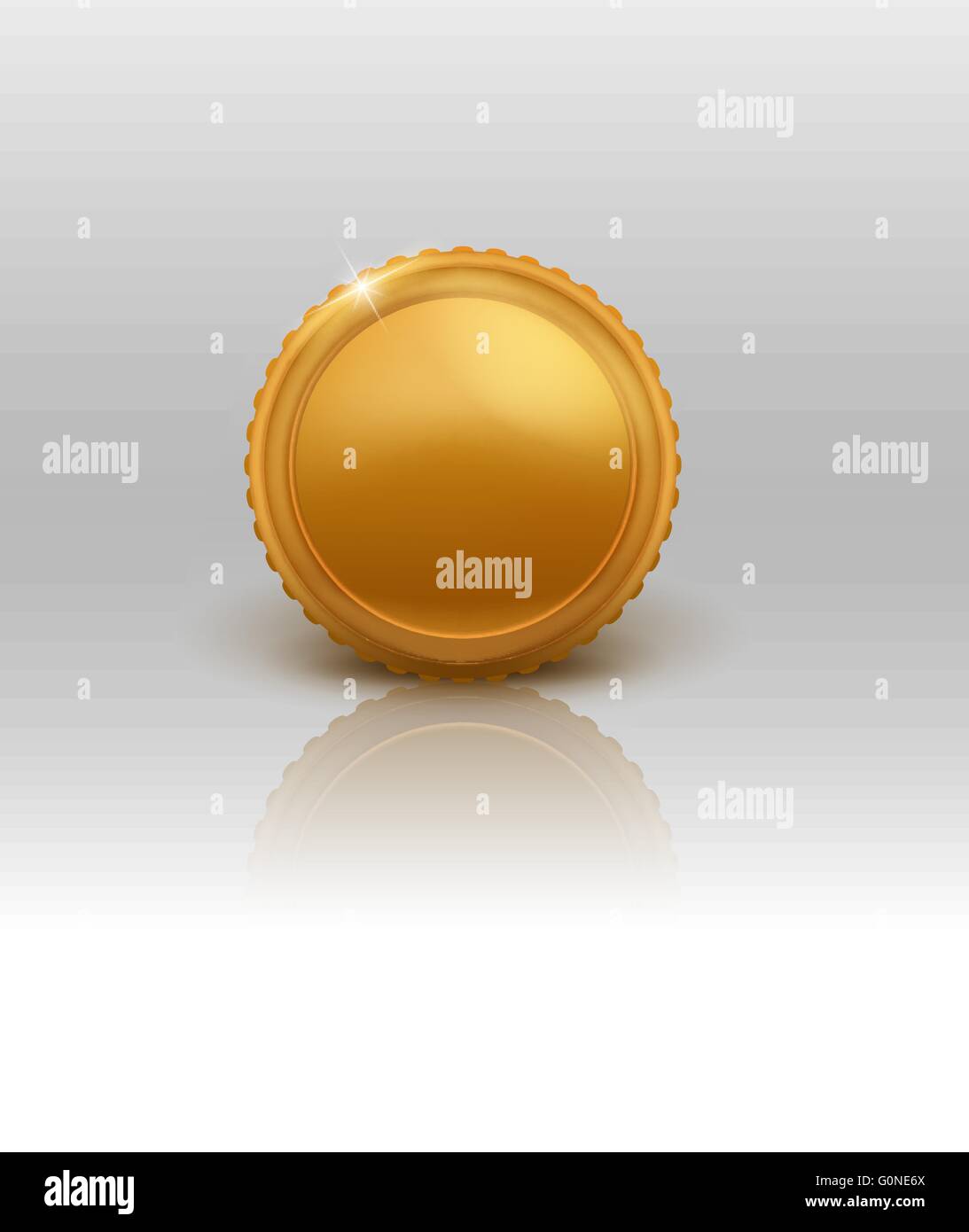 illustration of gold coin with reflection on white background Stock ...