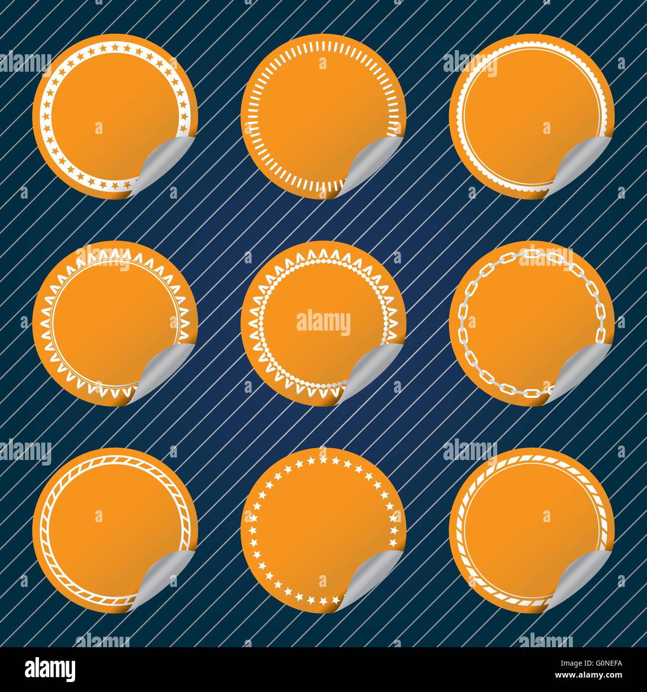 Plain Yellow Orange Stickers with different border style Stock Vector ...
