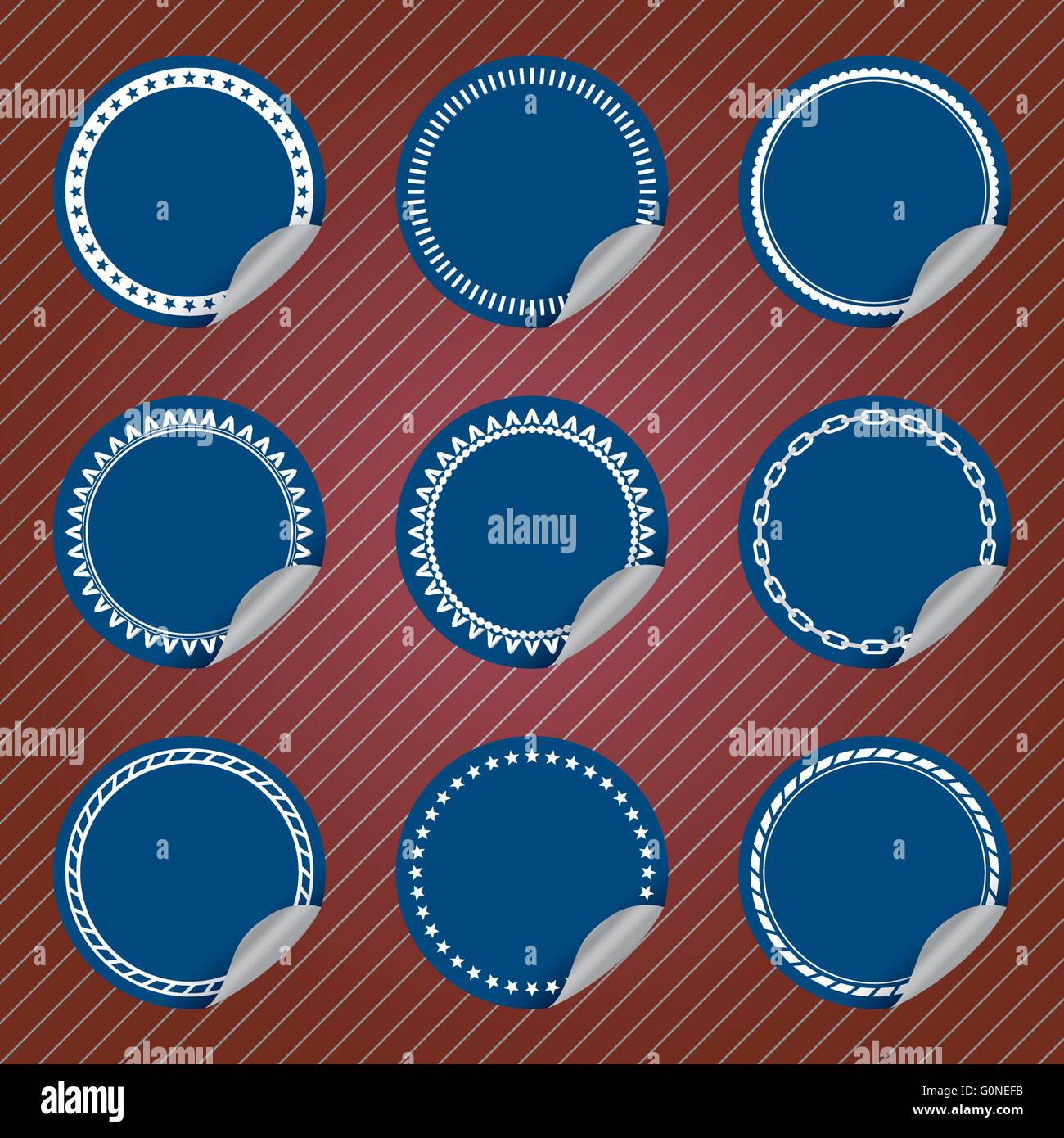 Plain Blue Stickers with different border style Stock Vector Image ...