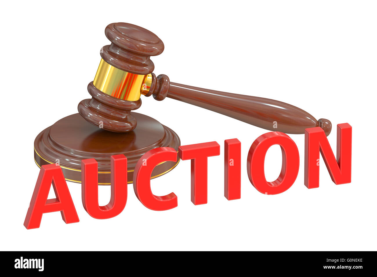 Auction concept with wooden gavel, 3D rendering Stock Photo - Alamy