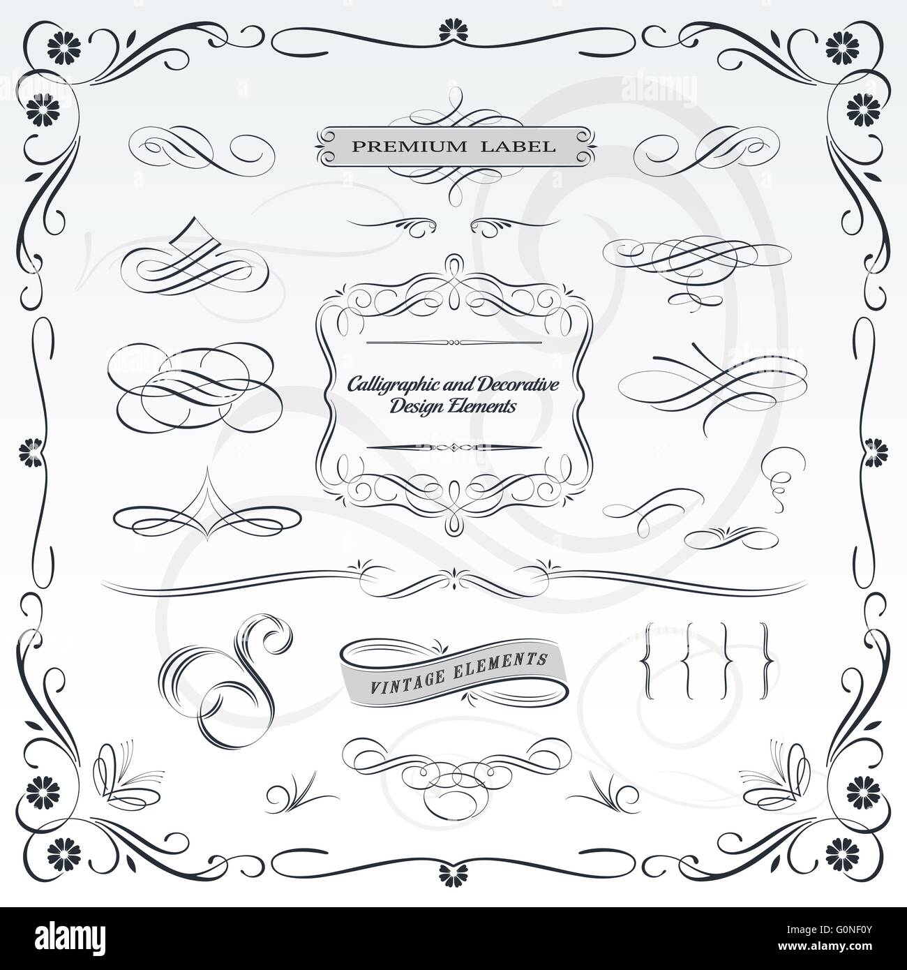 Collection of calligraphic and decorative design patterns ...