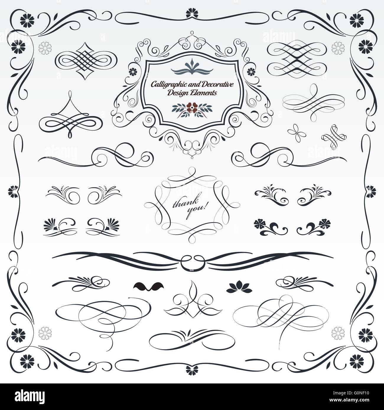 Collection of calligraphic and decorative design patterns ...