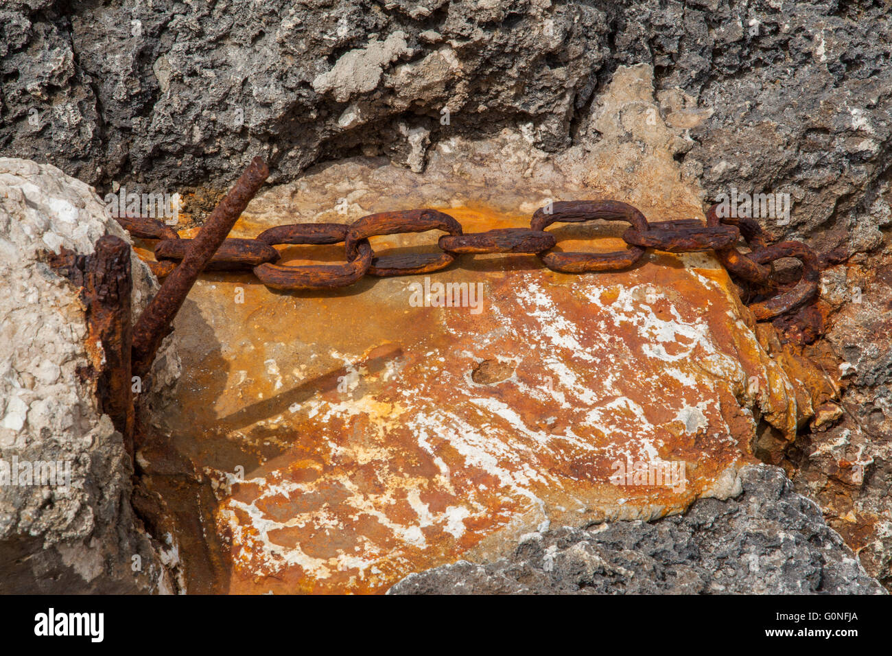 Chain ruined by time and rust on a beach Stock Photo - Alamy